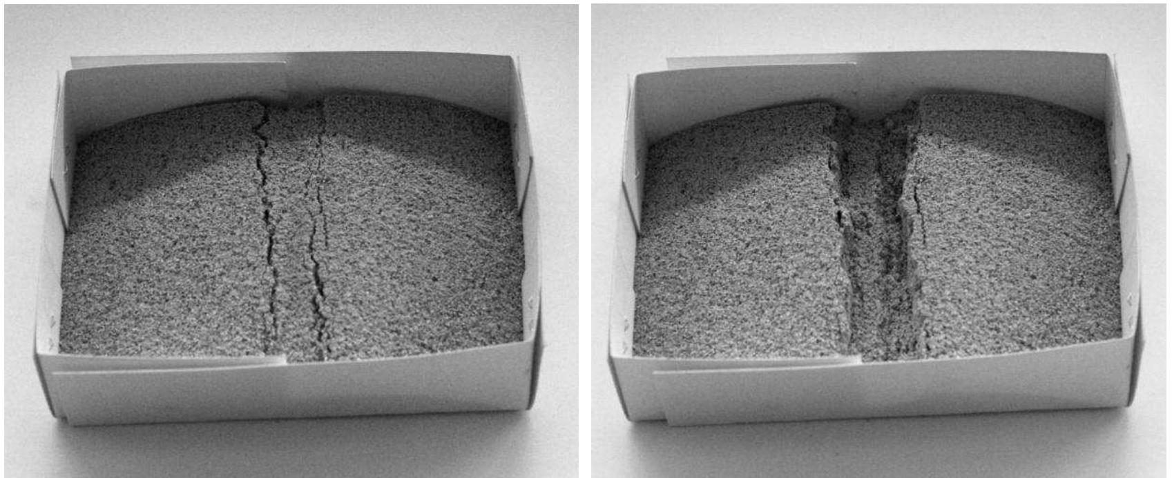 (left) as the box covers are pulled outward, cracks form in