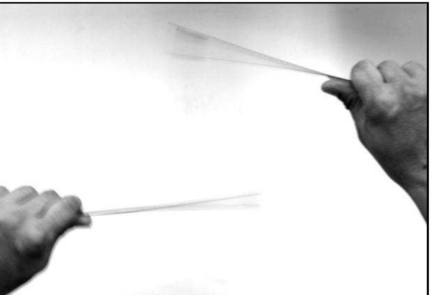 When bending is too much, the rulers snap straight and