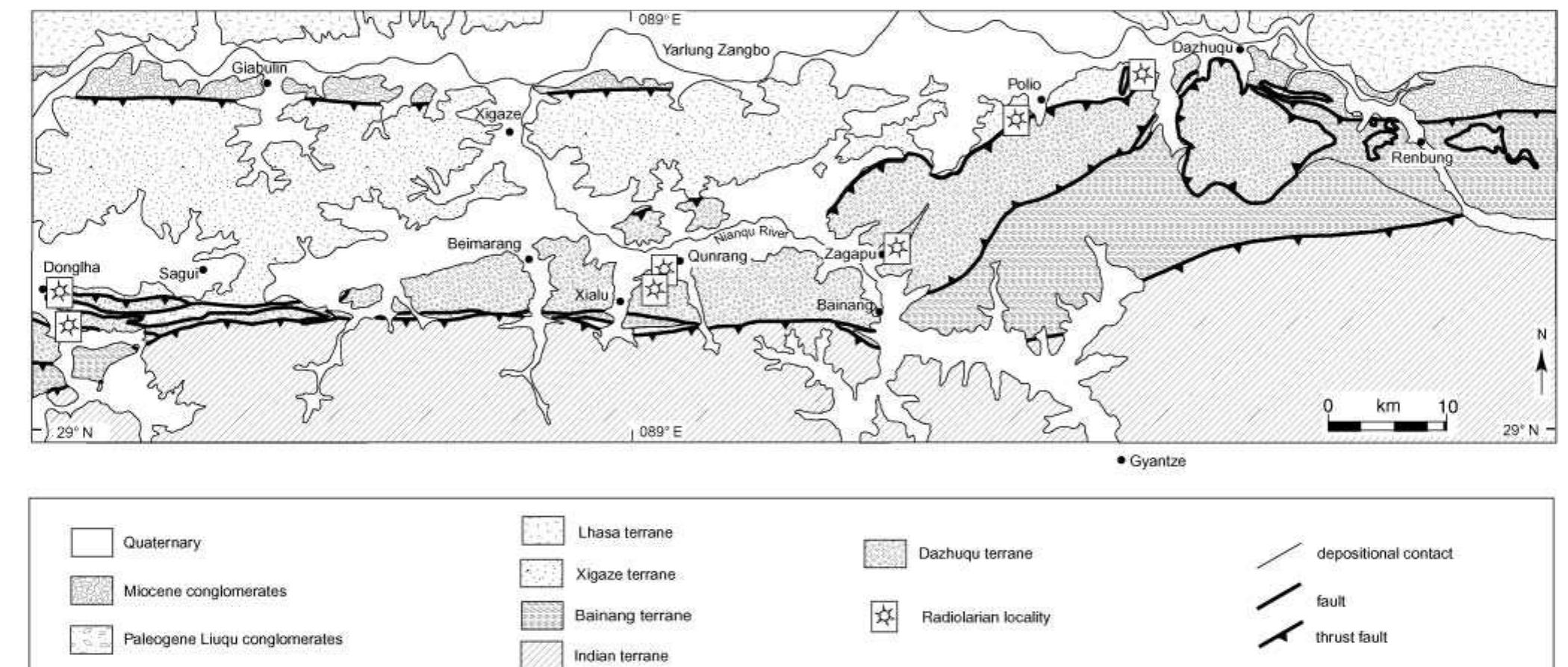 Simplified geological map showing distribution of dazhuqu