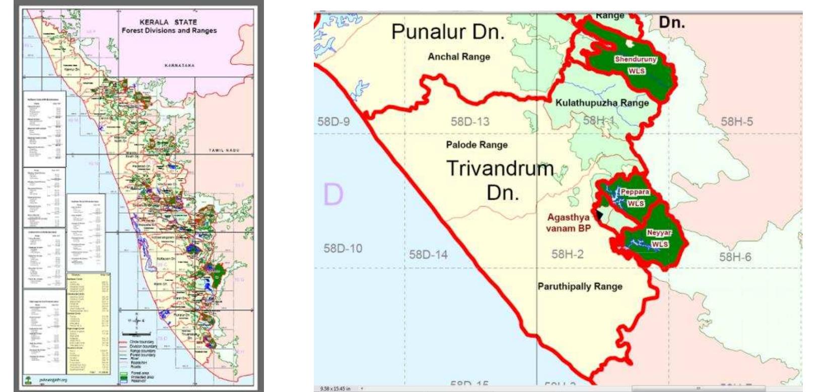Thiruvananthapuran division map showing the kulathupuzha