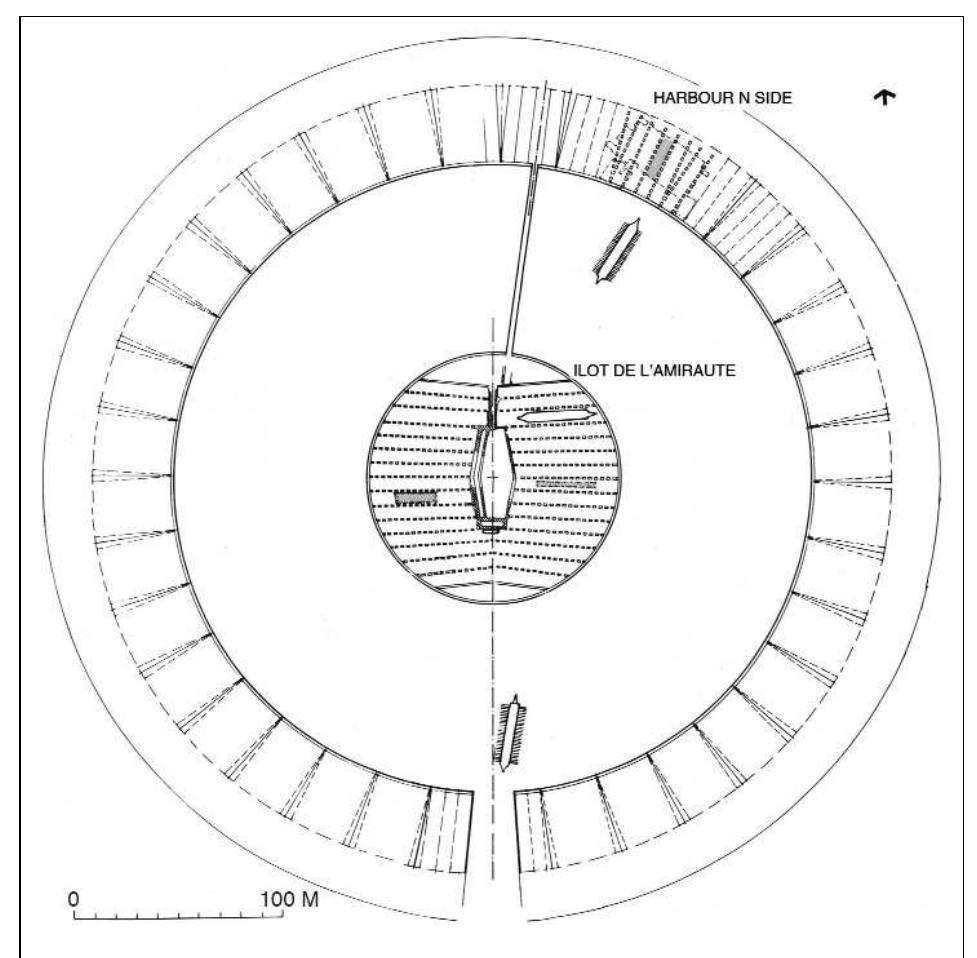 2. - plan of the circular harbour at carthage (drawn by