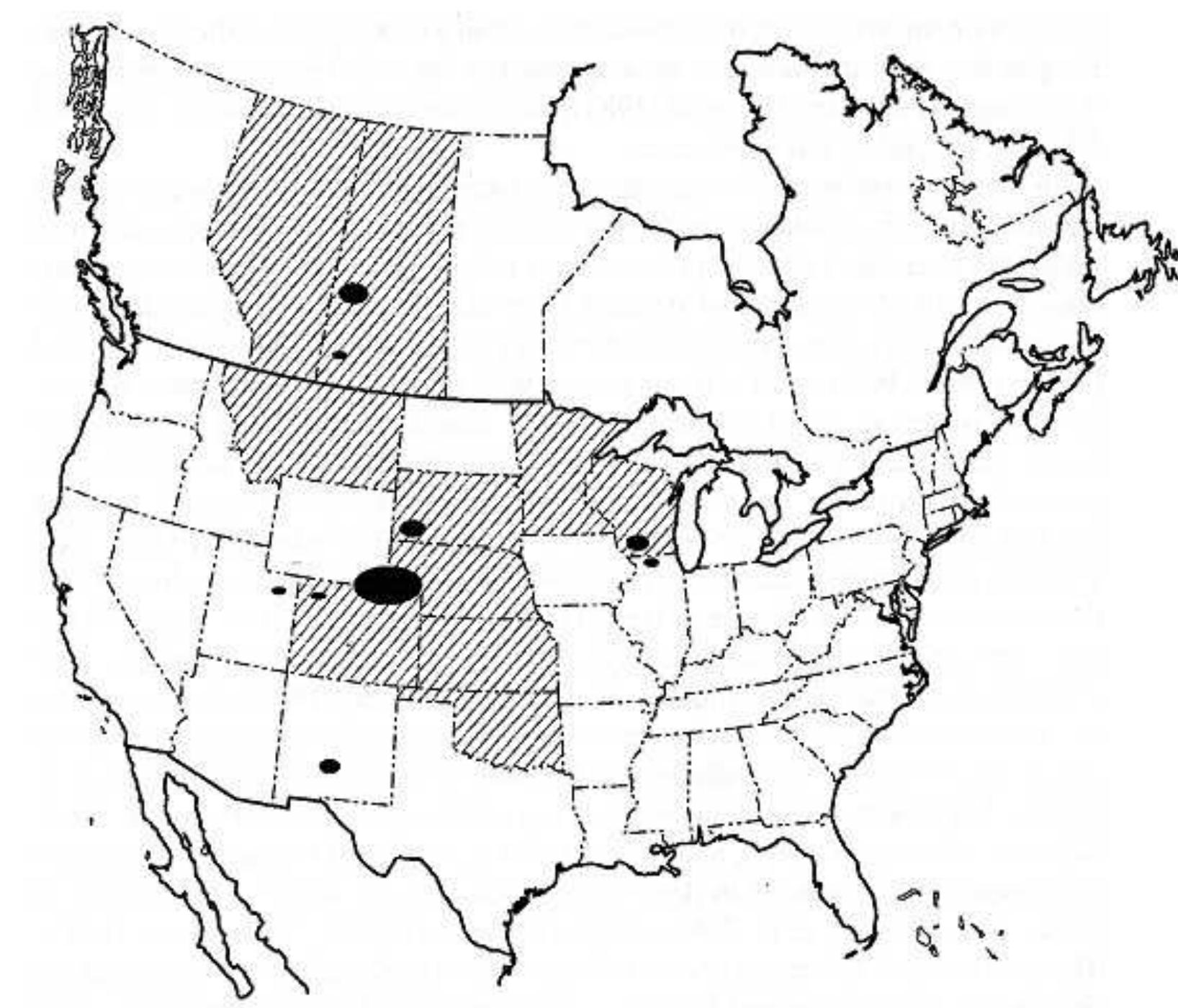 Map showing states and provinces where chronic wasting