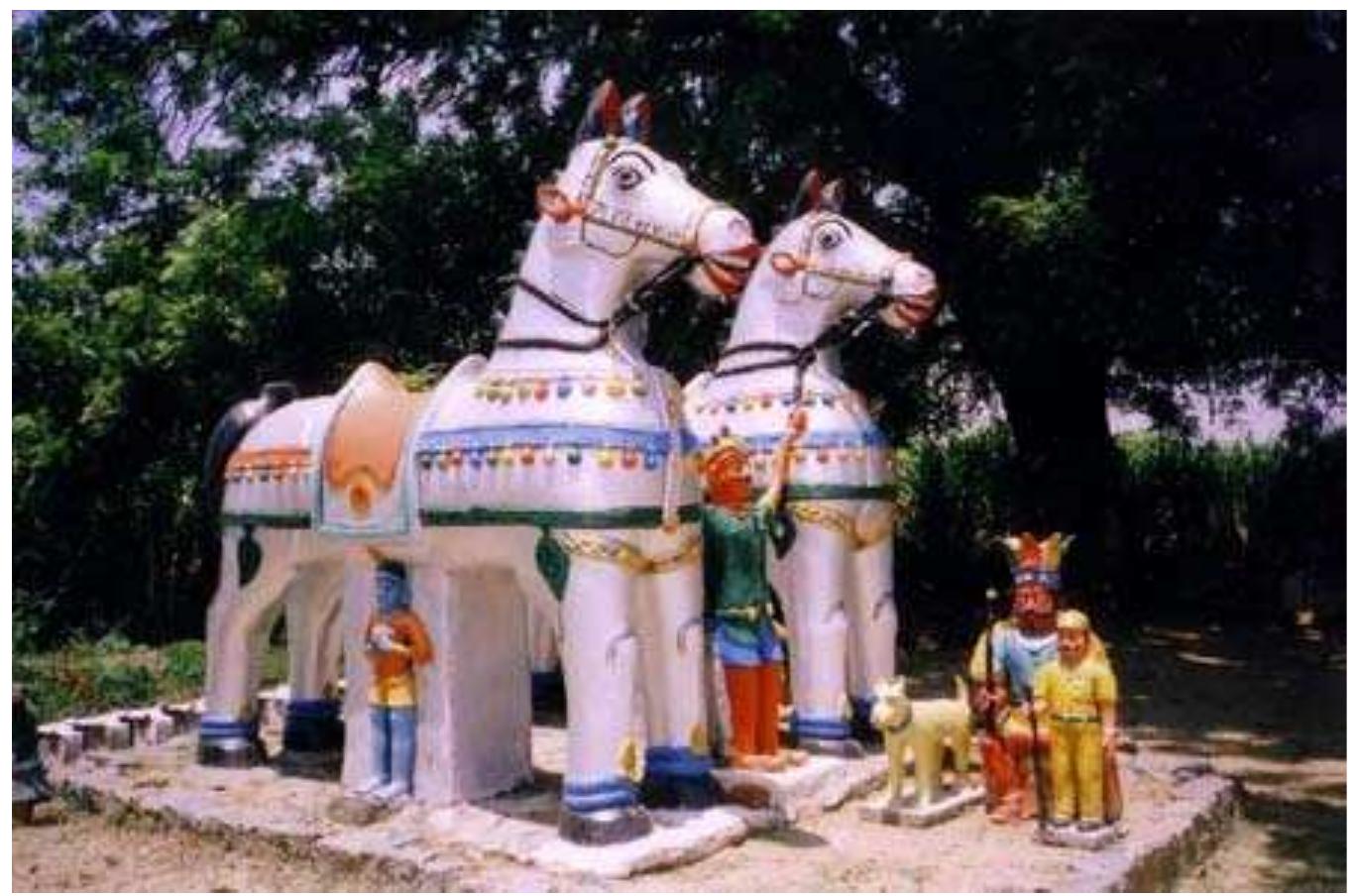 Mounts of deities in the temple in kalleri have been
