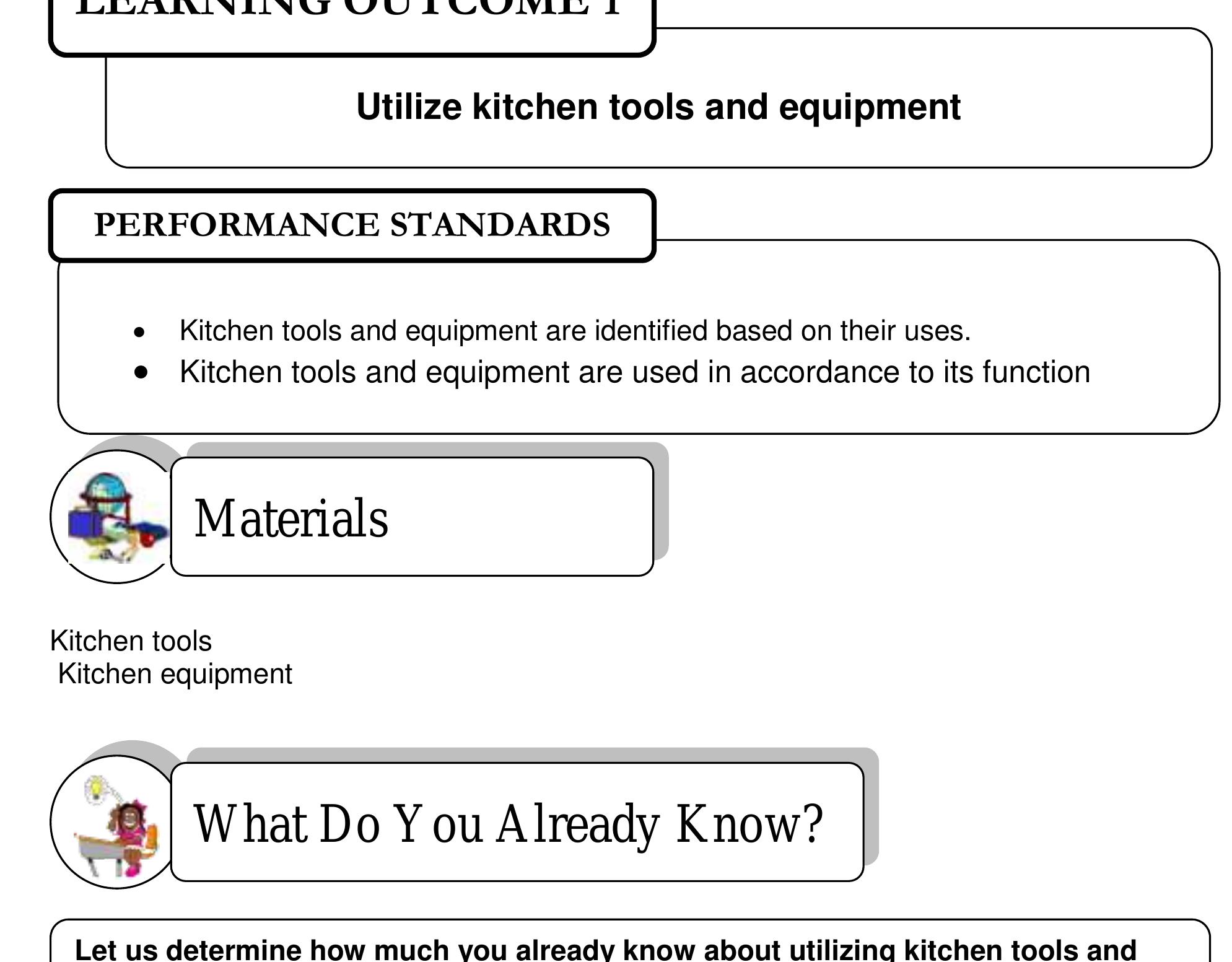 Figure 3 - K to 12 commercial cooking learning module