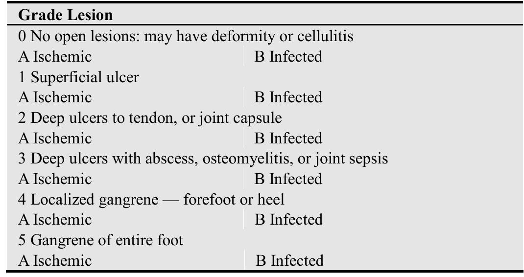 Depth ischemic classification system. 5.3. health findings