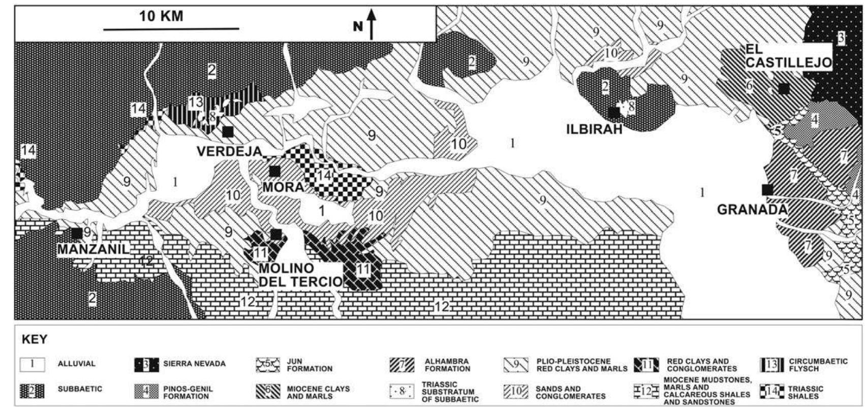 Re ie geological map of the vega of granada. simplified