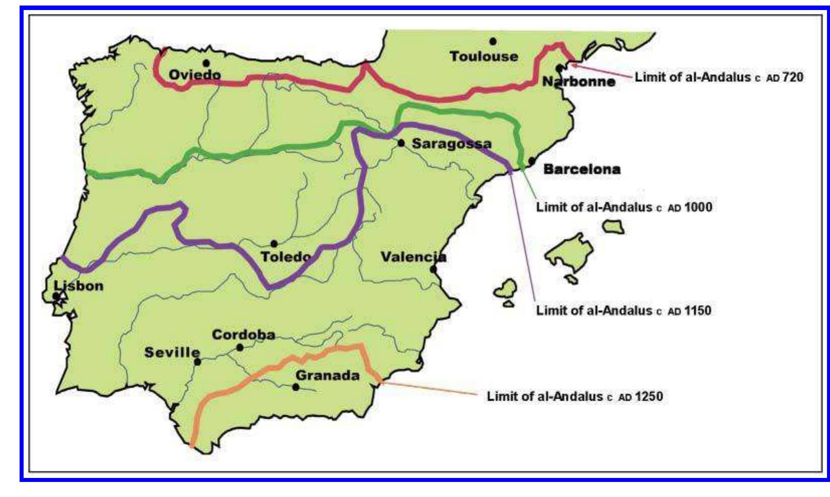 Map of the iberian peninsula with indication of the limits