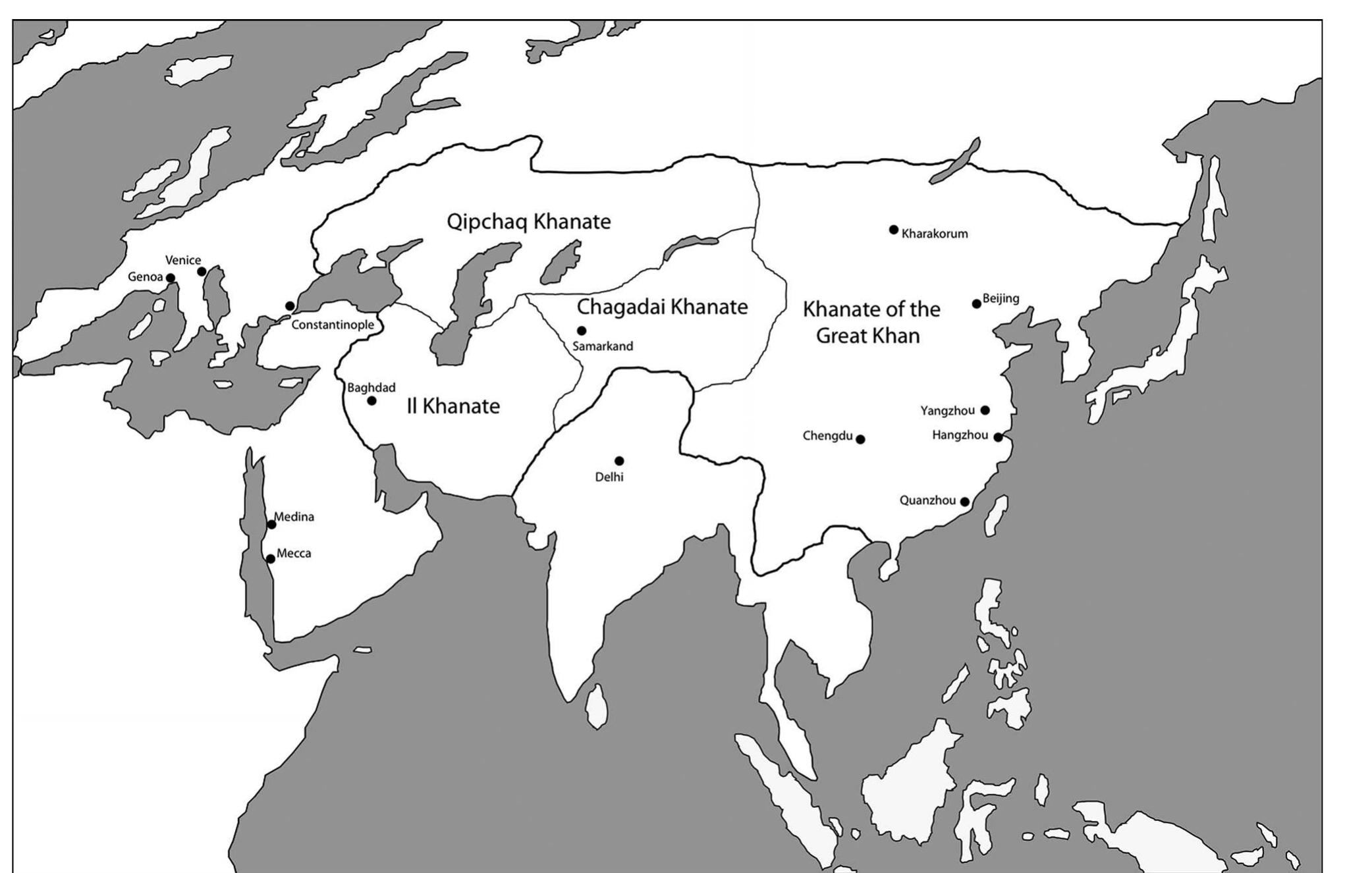 Map of the mongol khanates. © felix chakirov, 2010.