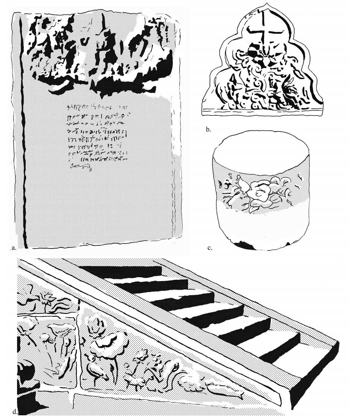 (a) line drawing of the tombstone of andrew of perugia.