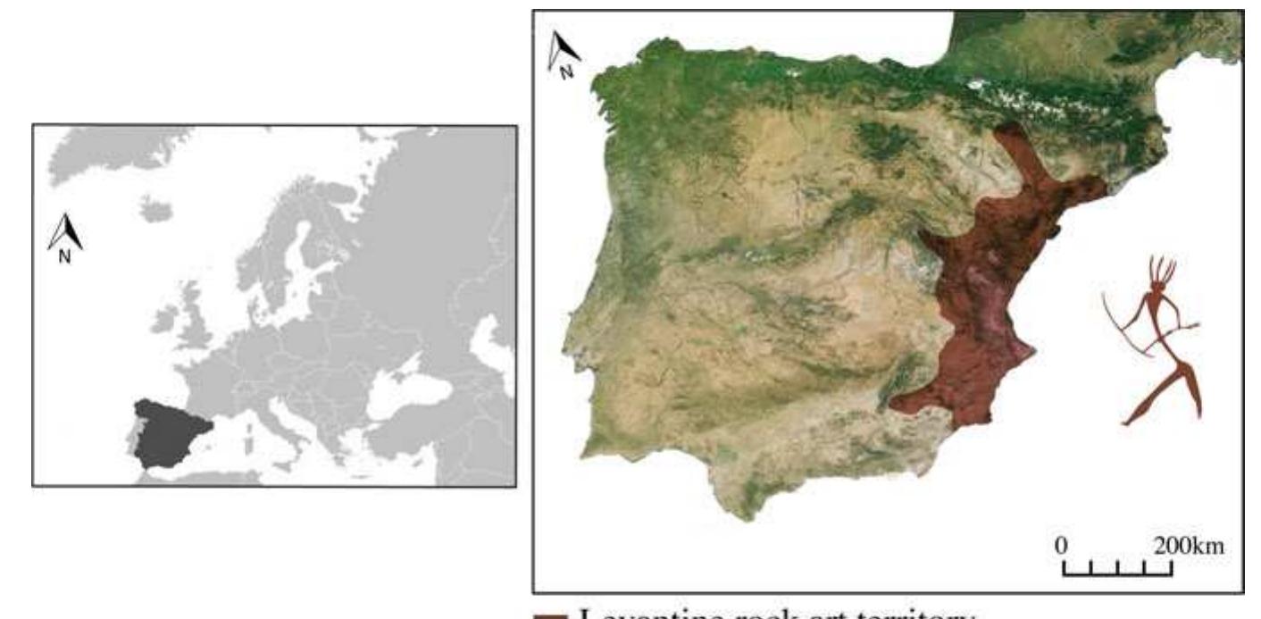 Map of location and geographic extent of levantine rock art.