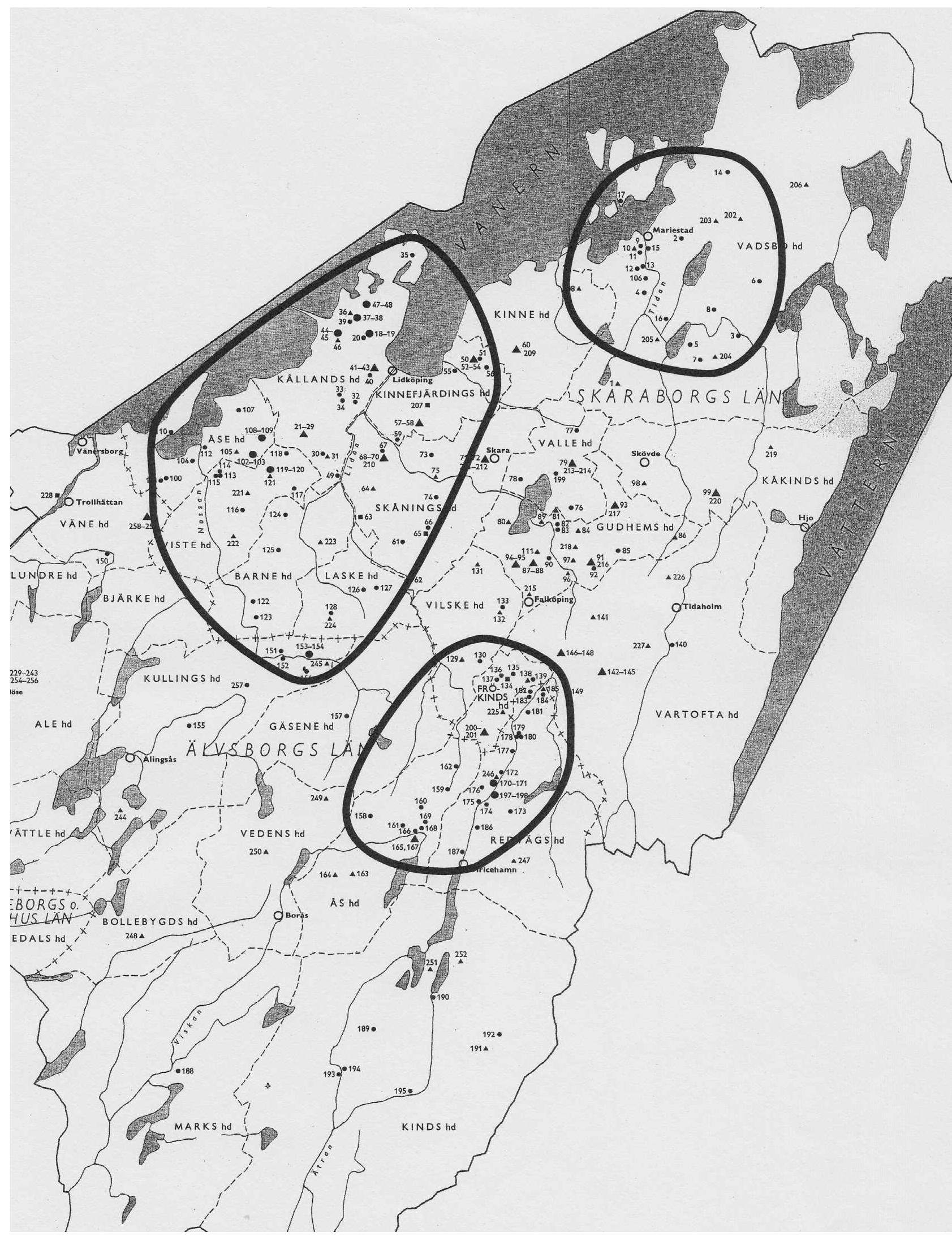 Distribution map of the runestones, early christian