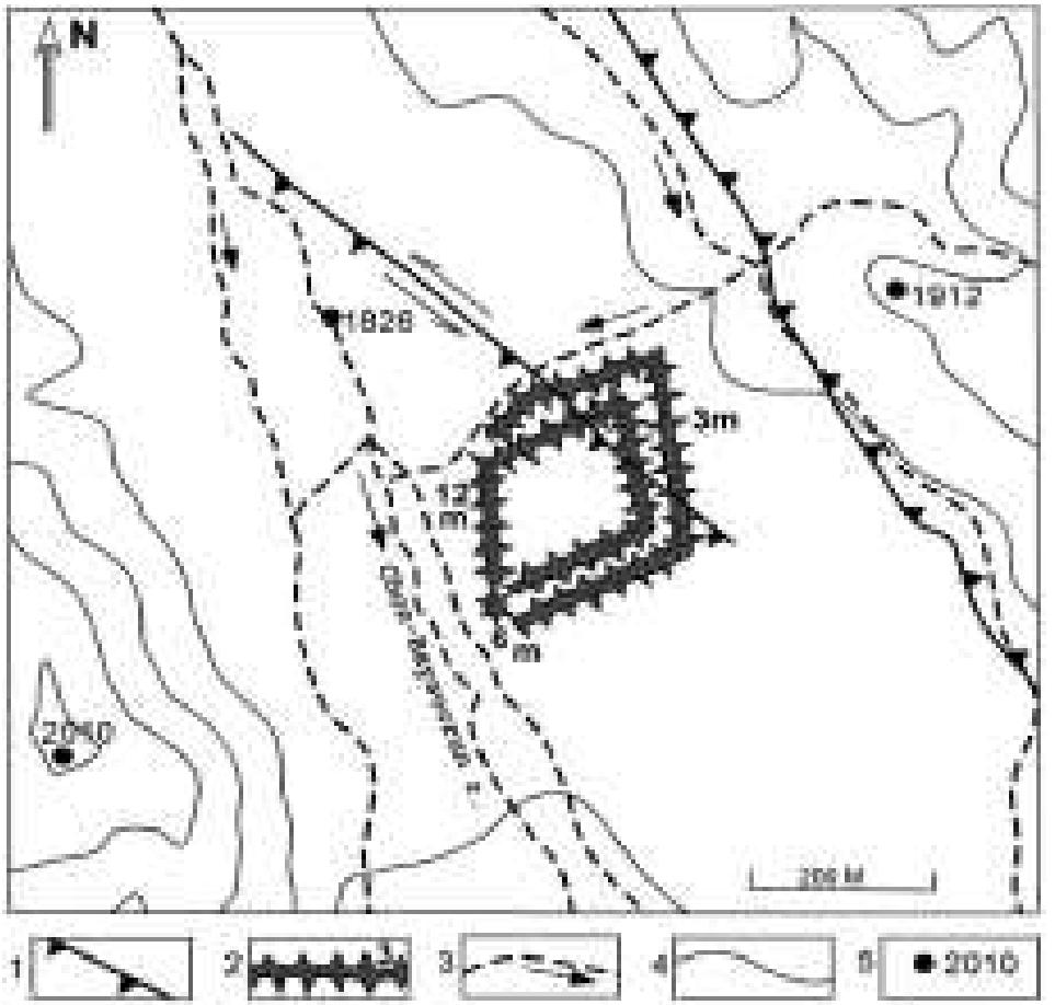 Schematic map of the kamenka medieval fortress location and