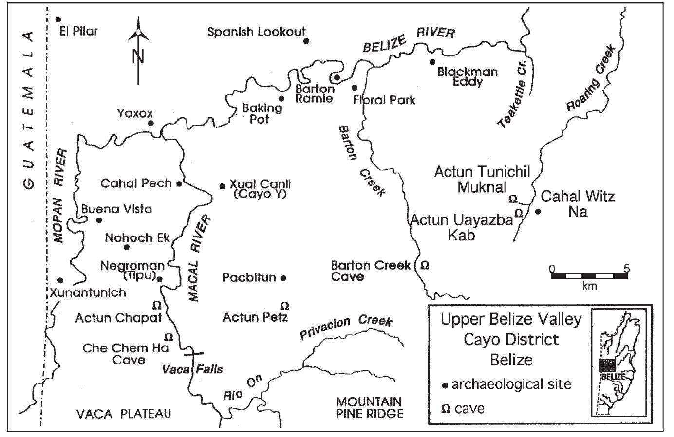 E 3.1. map of belize with cave sites. courtesy of dr. jaime