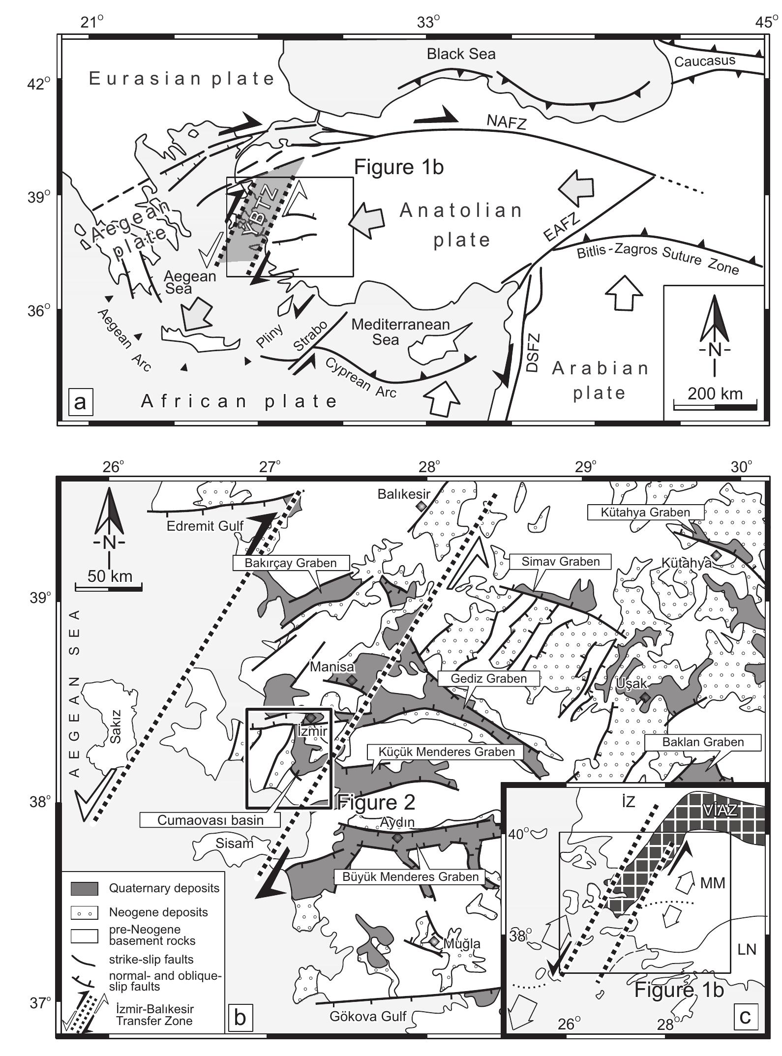 Re 1. (a) a map of the regional tectonic structures of