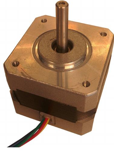 A stepper motor is driven by a magnetic gear with multiple