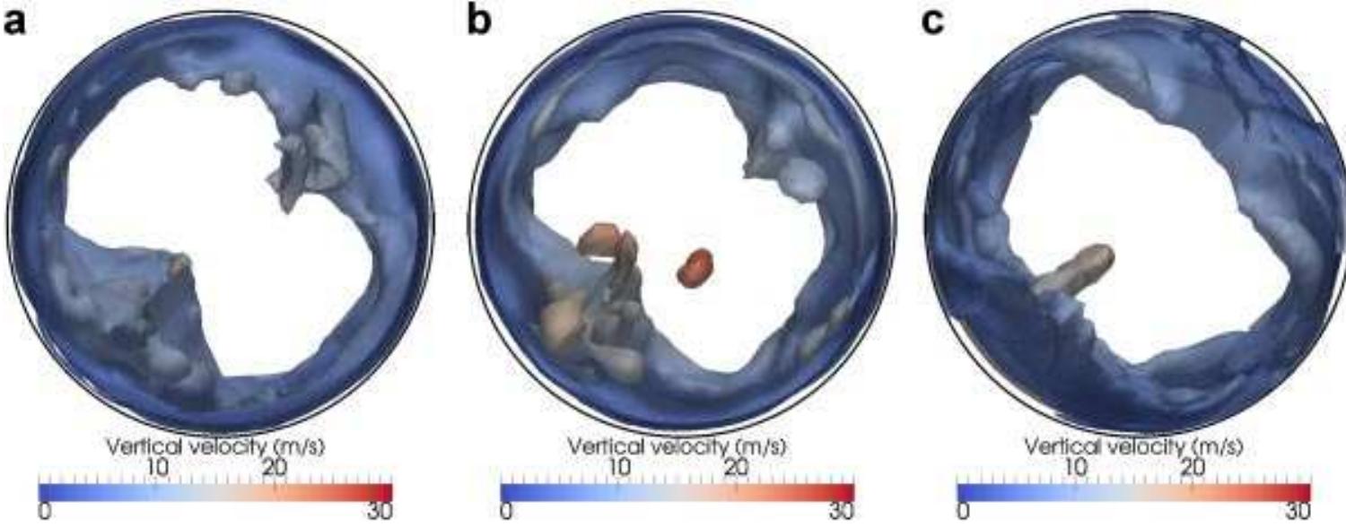 3d leis in the annular flow regime. snapshots of the pipe at
