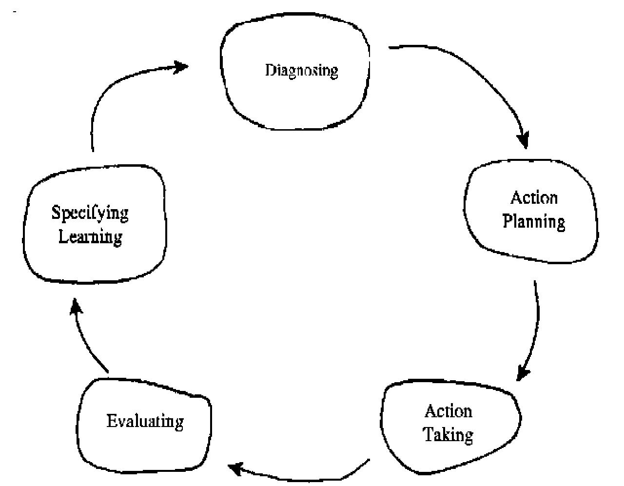 Action research cycle, adapted from baskerville& wood-harper