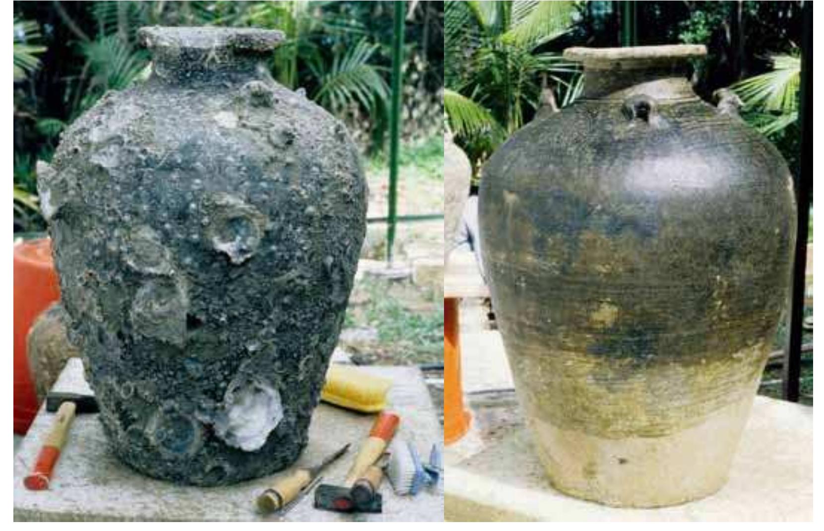 The team of archaeologists and divers operated from a barge