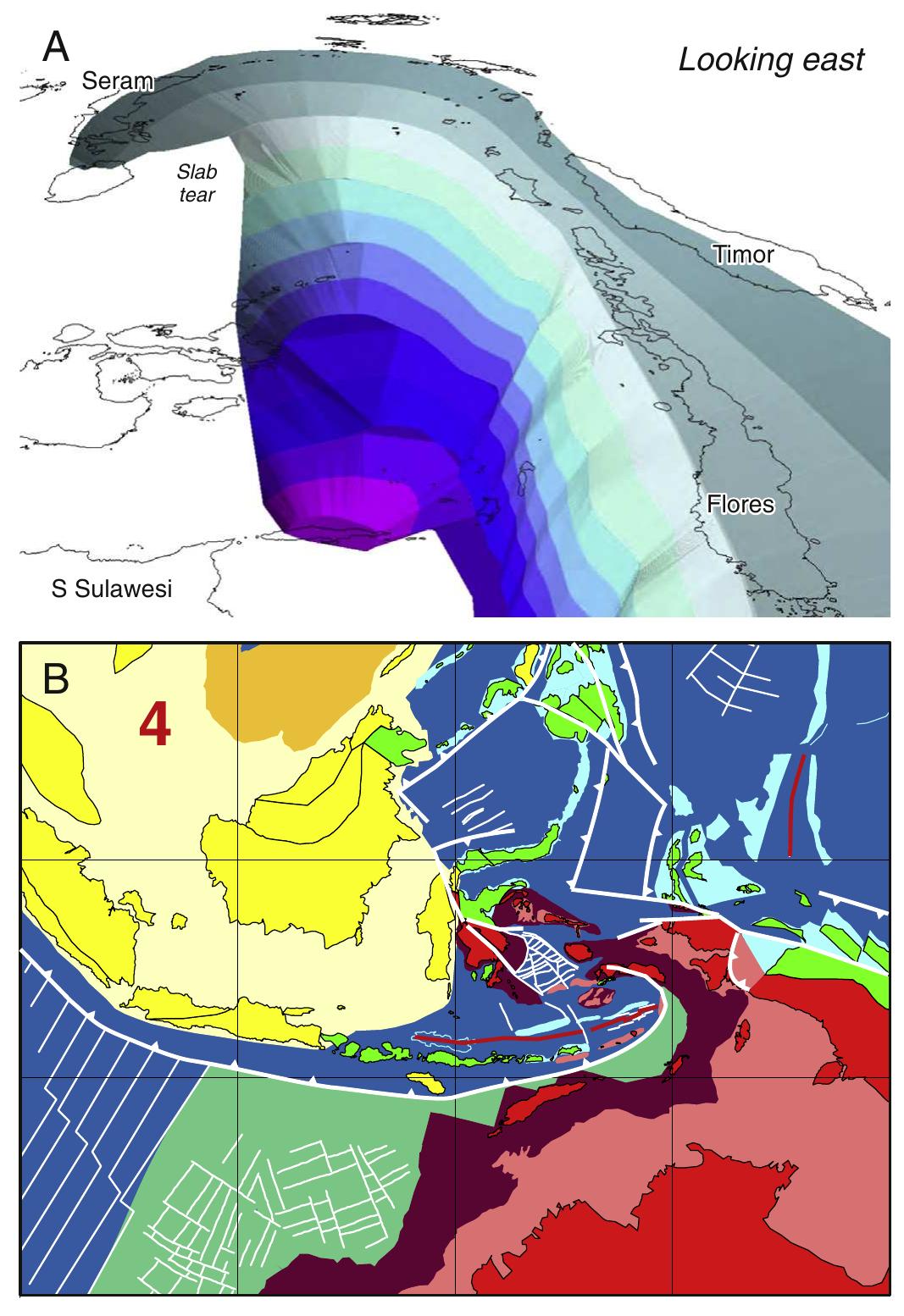Simplified 3-d figure showing form of the subducted slab