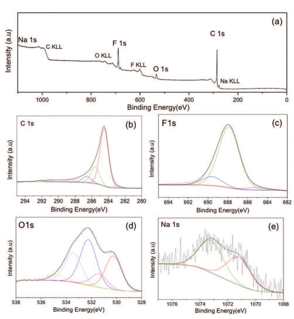 Xps spectra of the fluorinated carbon nanoparticles. (a)