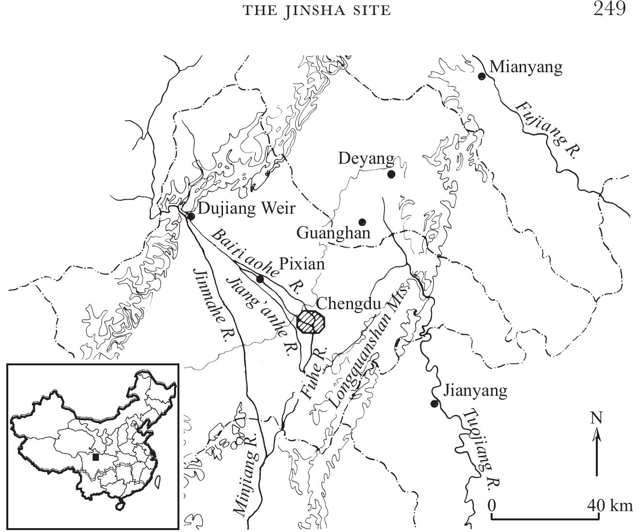 Map showing chengdu and locations on the chengdu plain.