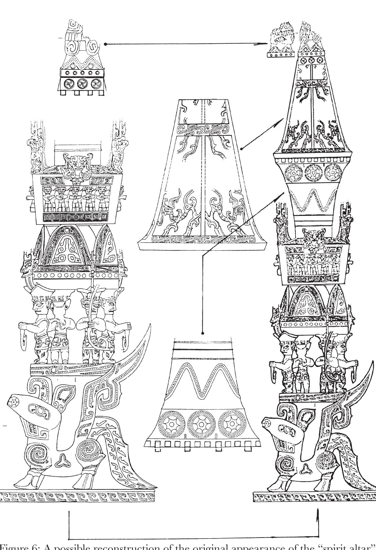 Over 10 cm tall) kneeling human figure with a zun on his