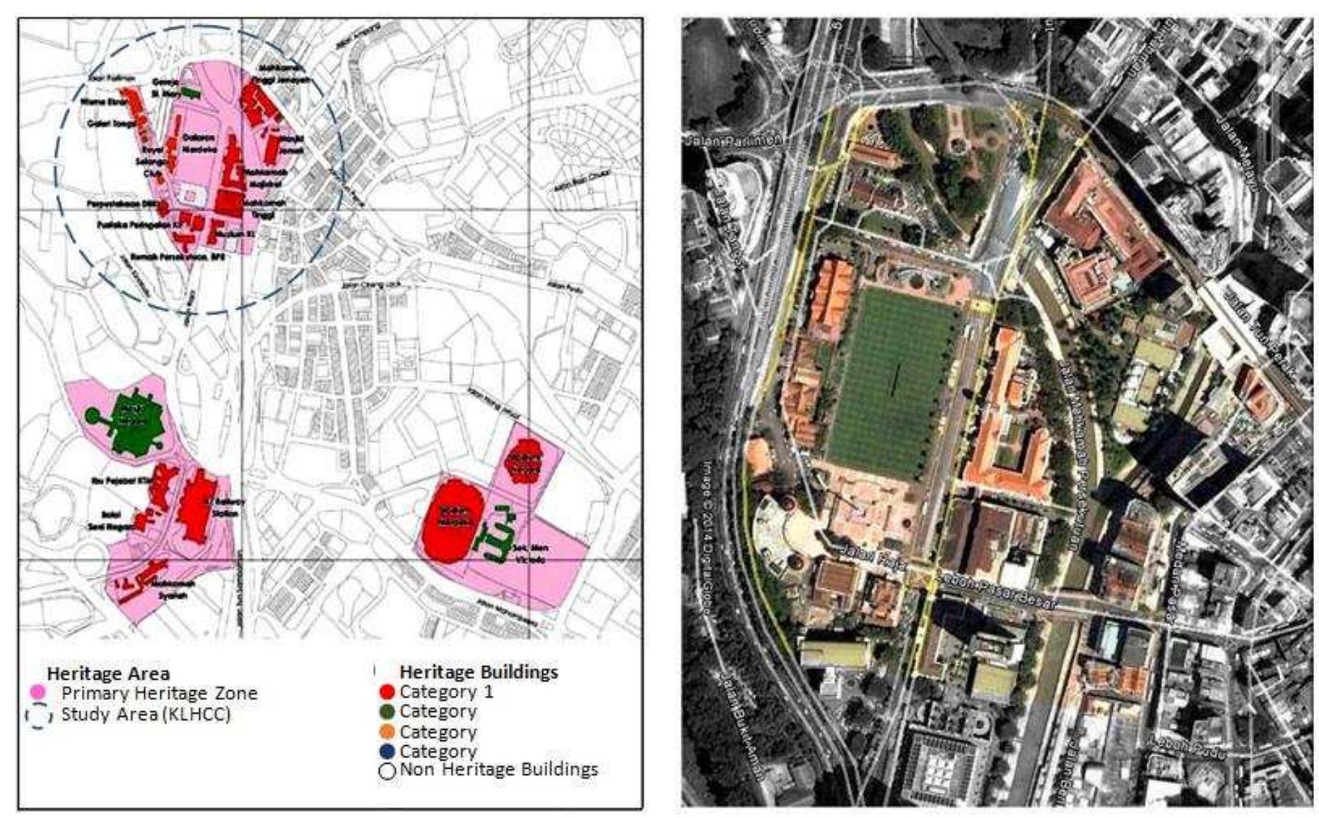 Neighbourhoods, and the merdeka stadium area (fig 1. left).