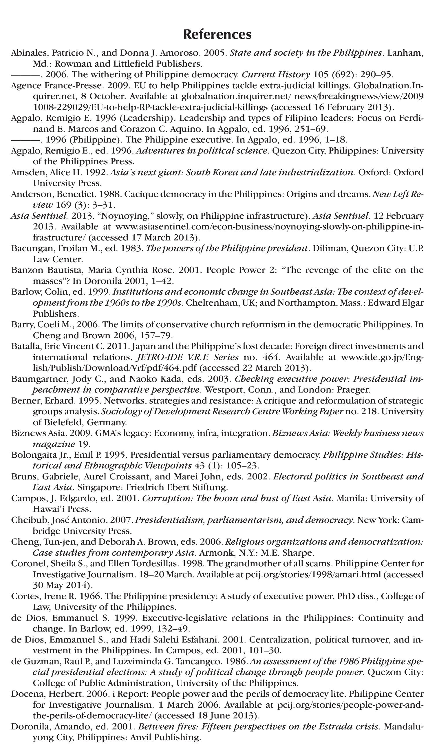 Table 1 - The Politics Philippine Presidents Make:
