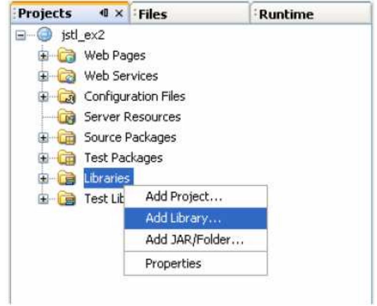 The add library dialog box opens in front of you. select
