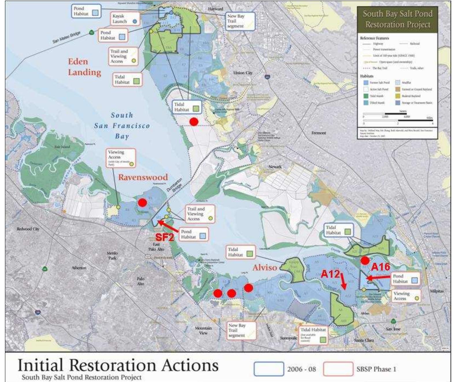 Phase 1 map of the south bay salt pond restoration project