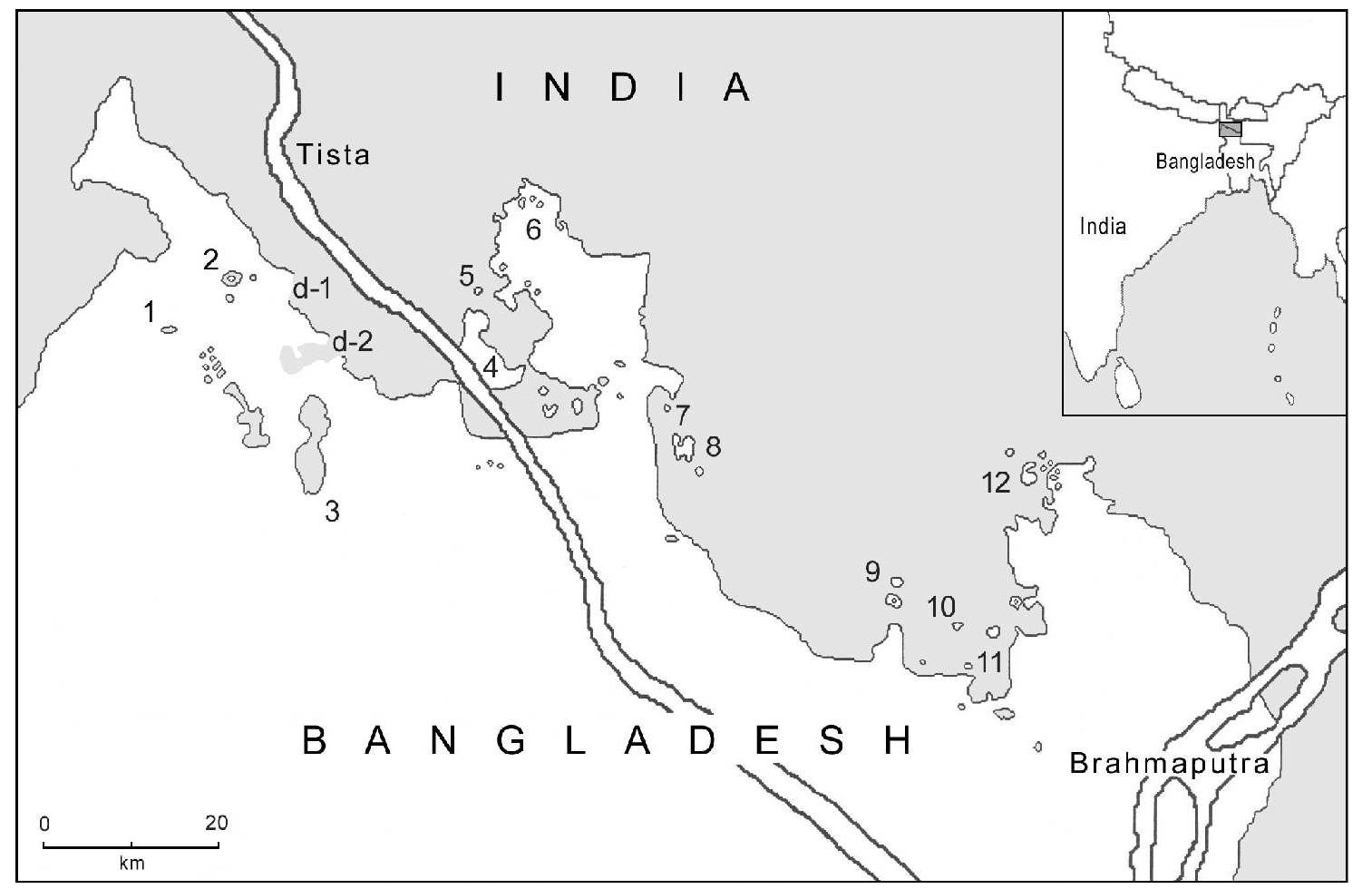 Map 1. the enclaves of the india-bangladesh borderland.