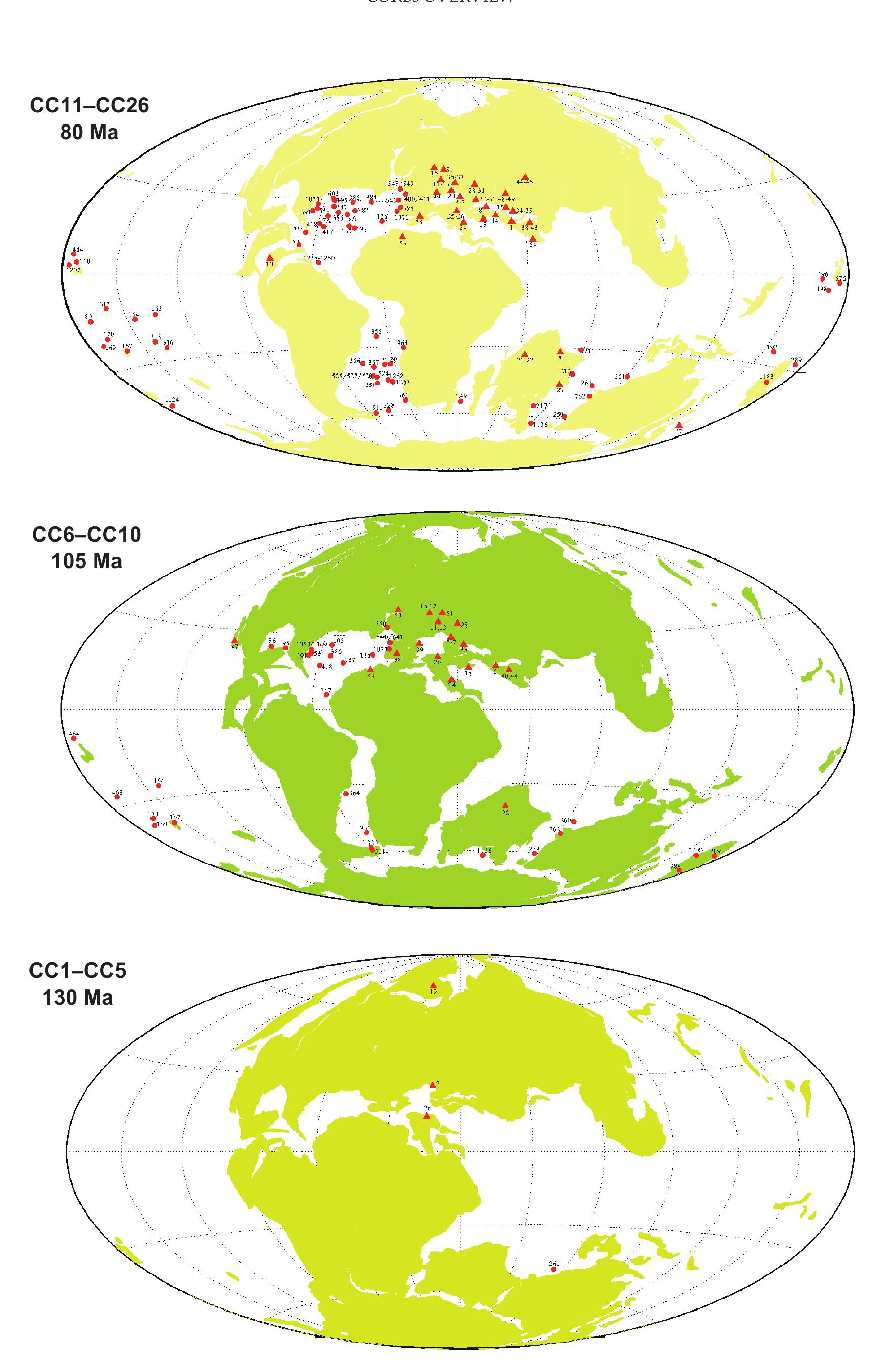 Fic. 1.—paleogeographic map showing the localities of corbs