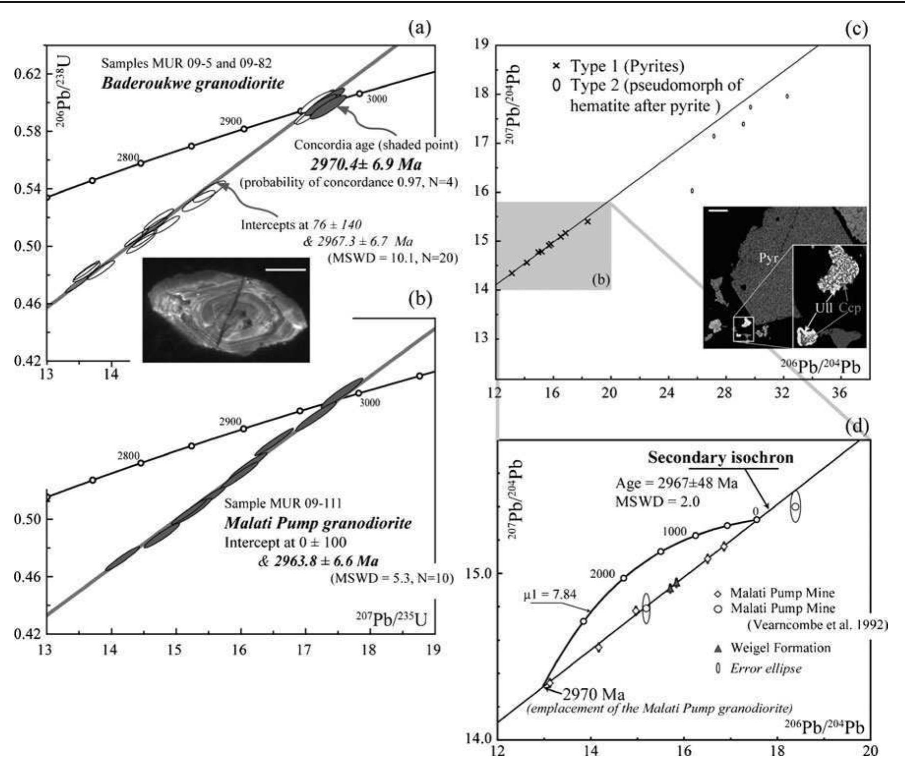 Geochronological diagrams. (a) concordia diagram for the