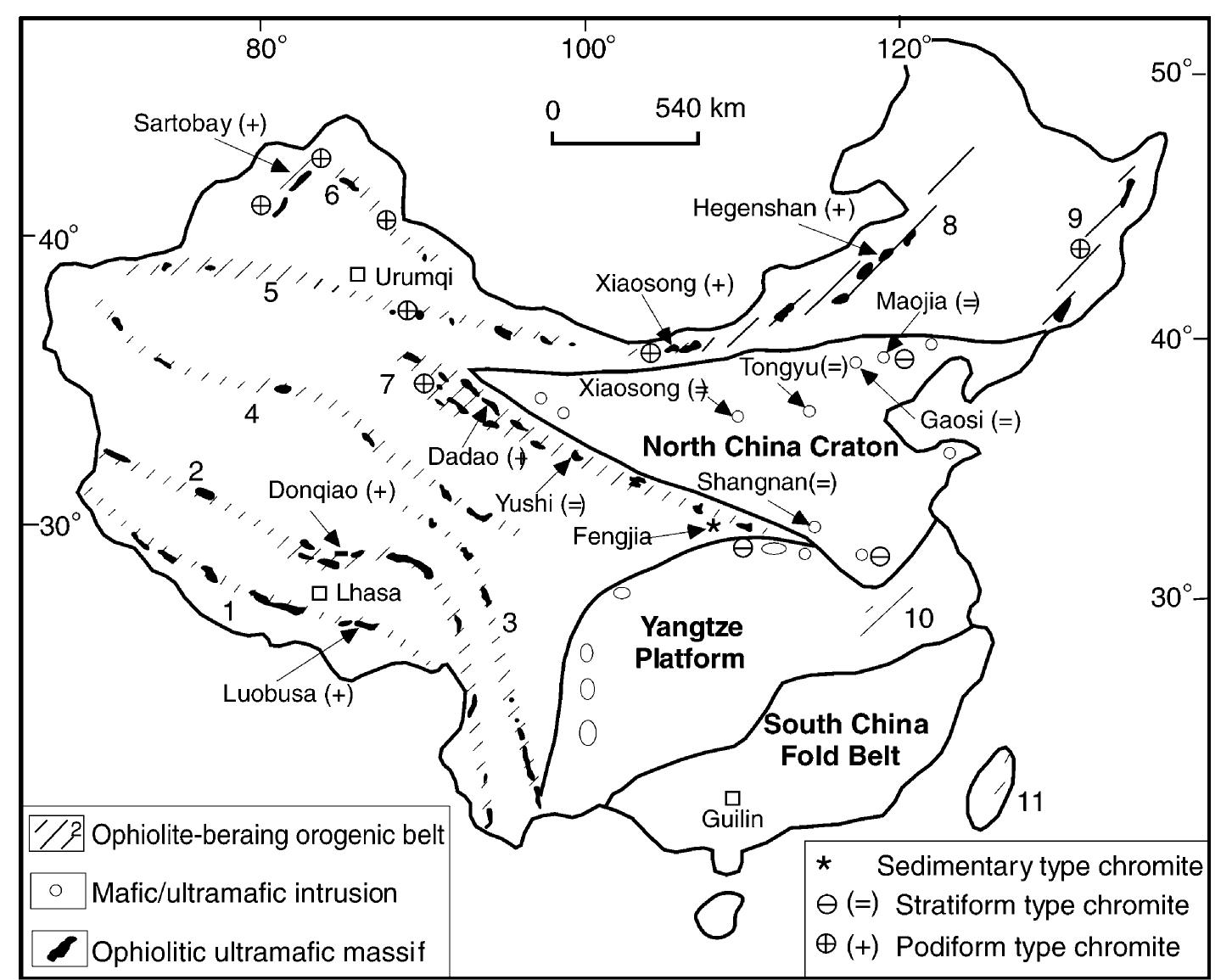 Geological sketch map illustrating the distribution of