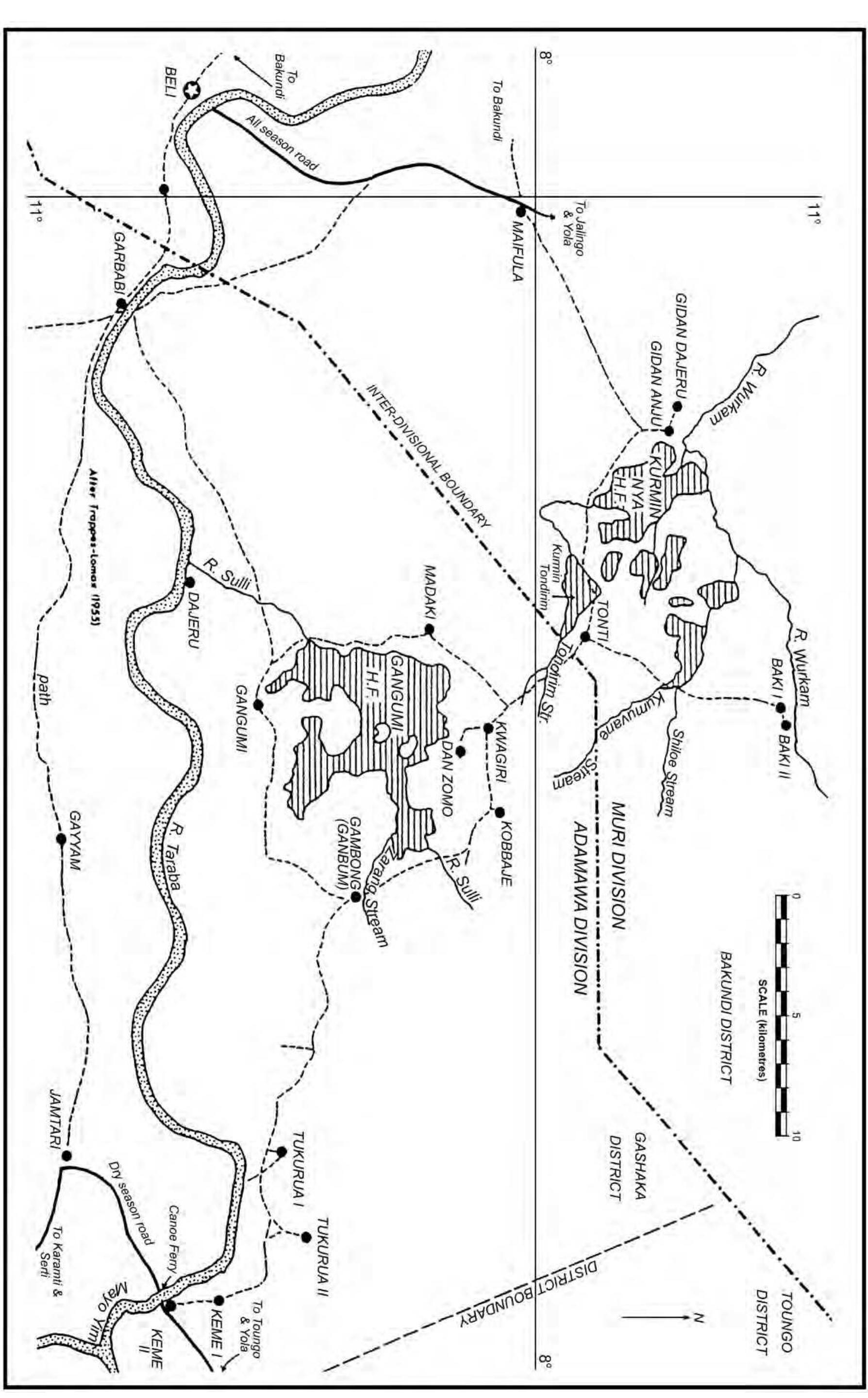Map showing gangumi and wurkam river forest reserves. after