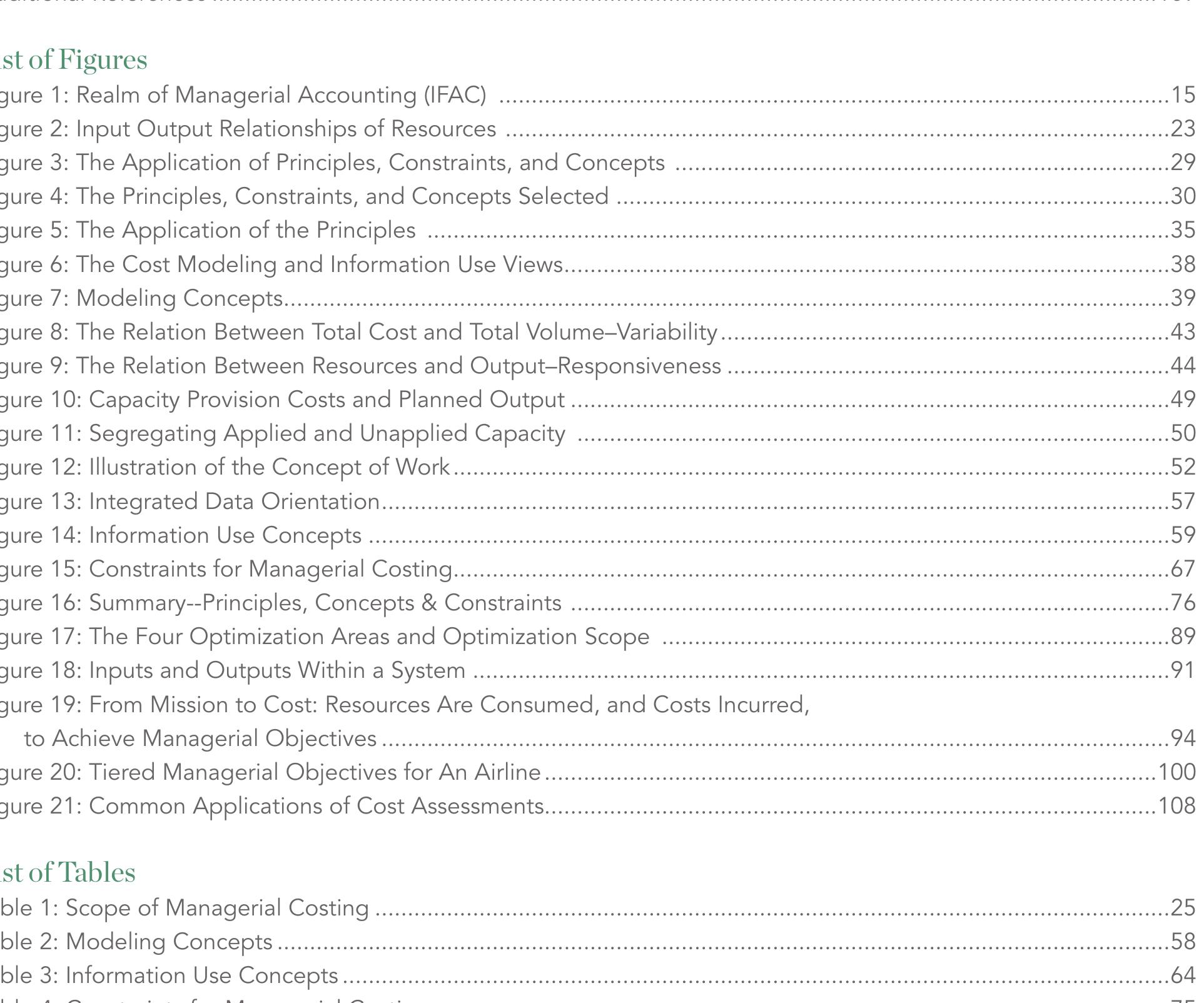 Table 2 - Conceptual Framework for Managerial Costing: