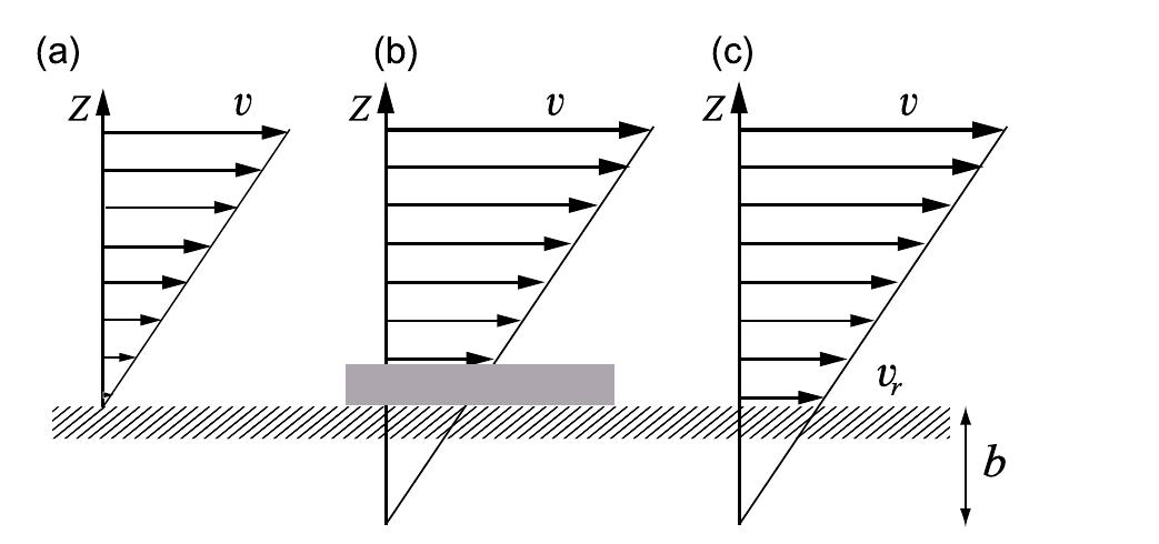 Schematic representation of (a) the no-slip bc, (b) the