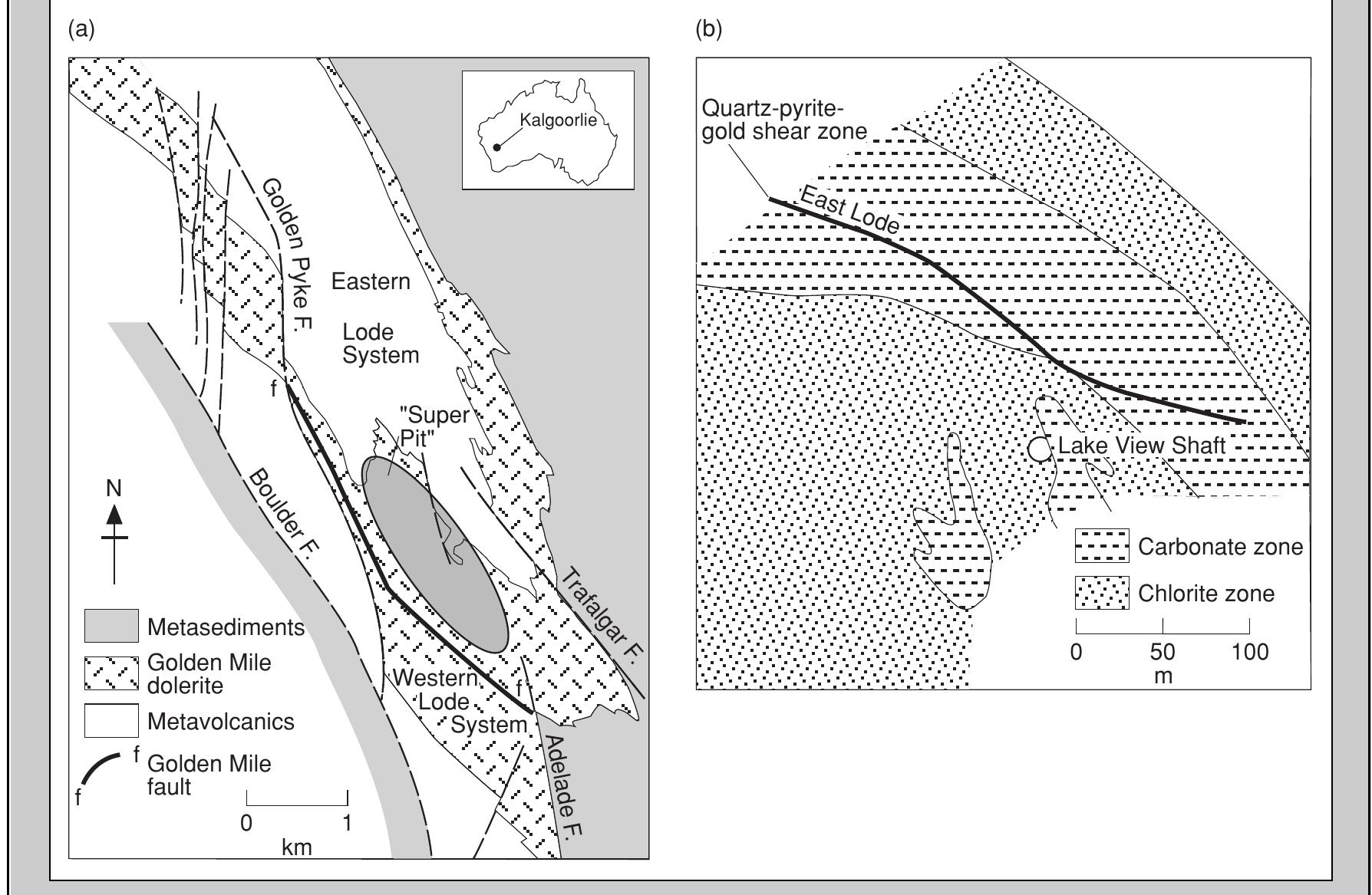 (a) general geological outline of the golden mile, east of