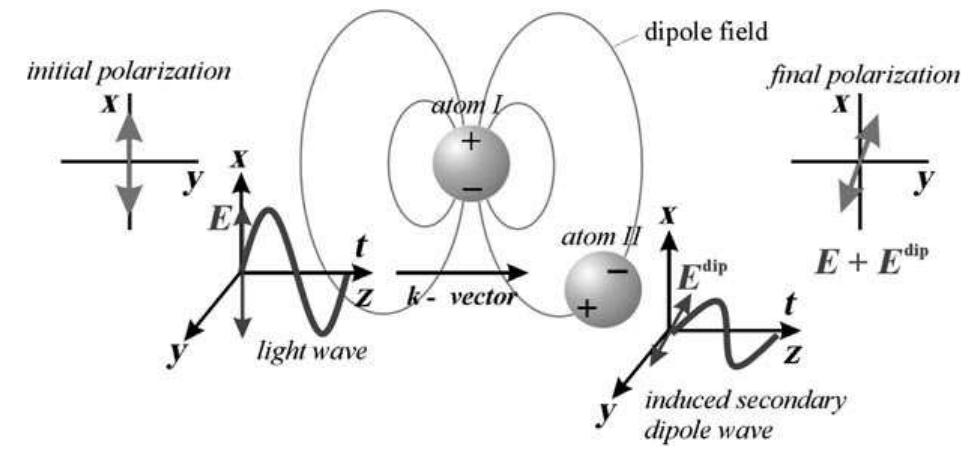 Illustration of the dipole-dipole interaction theory