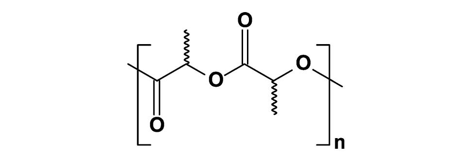 Chemical structure of polylactide (pla). materials.