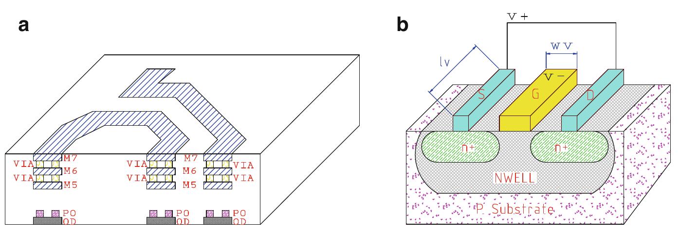 13 cross-section of the physical structure for: (a)