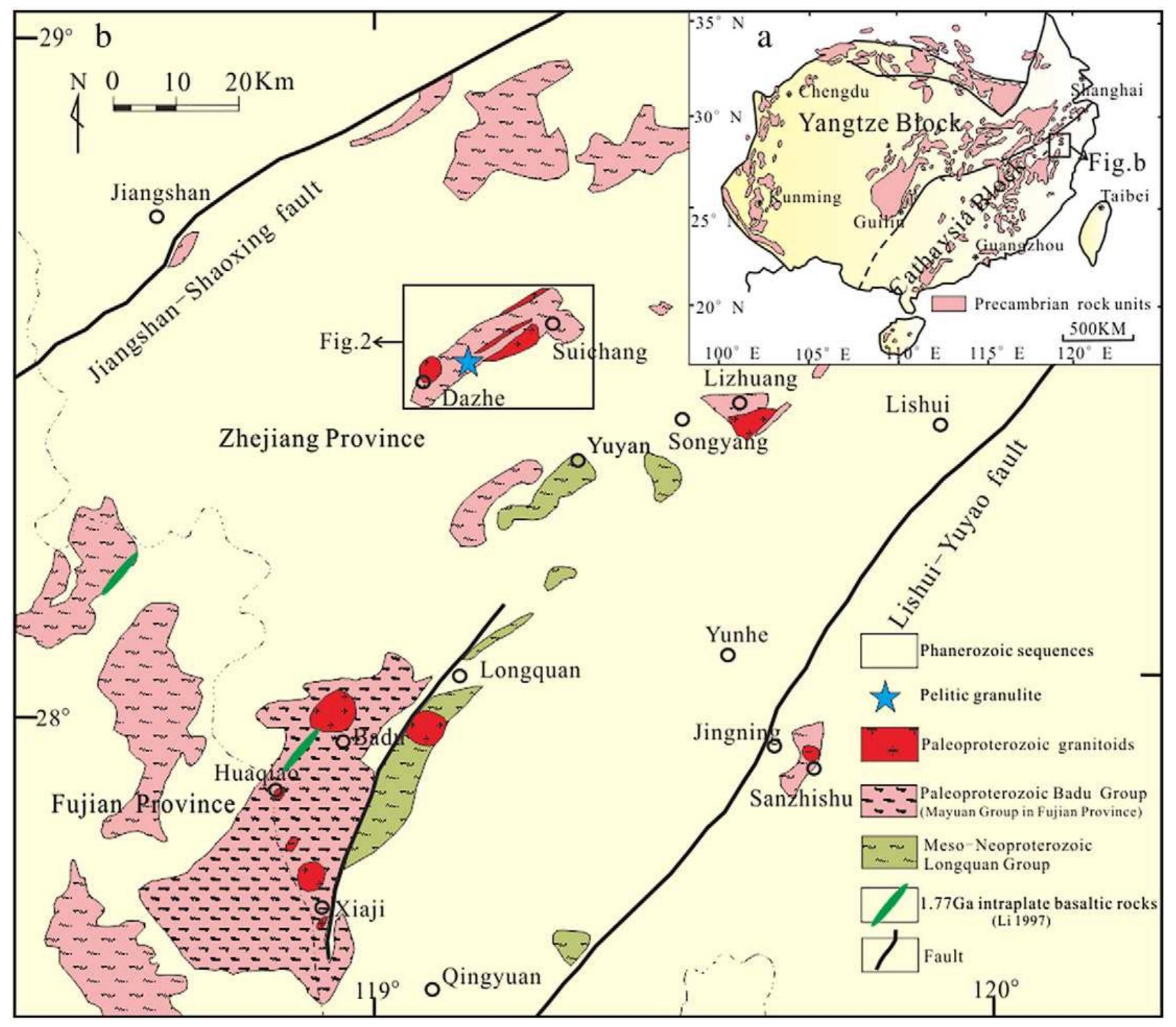 Simplified geological map of south china (a) and the region