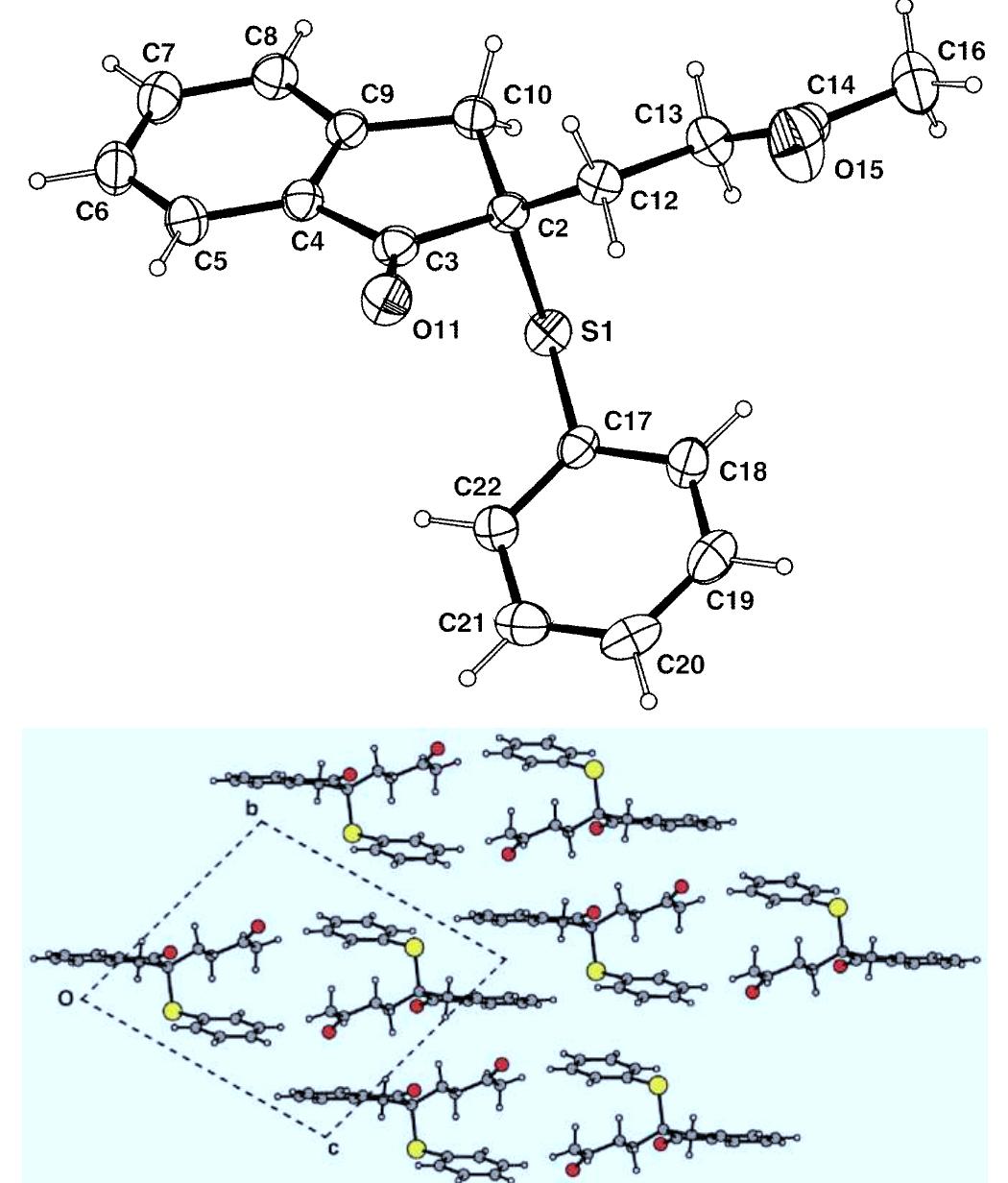 X-ray crystal structure of adduct (+)-3. top: ortep drawing