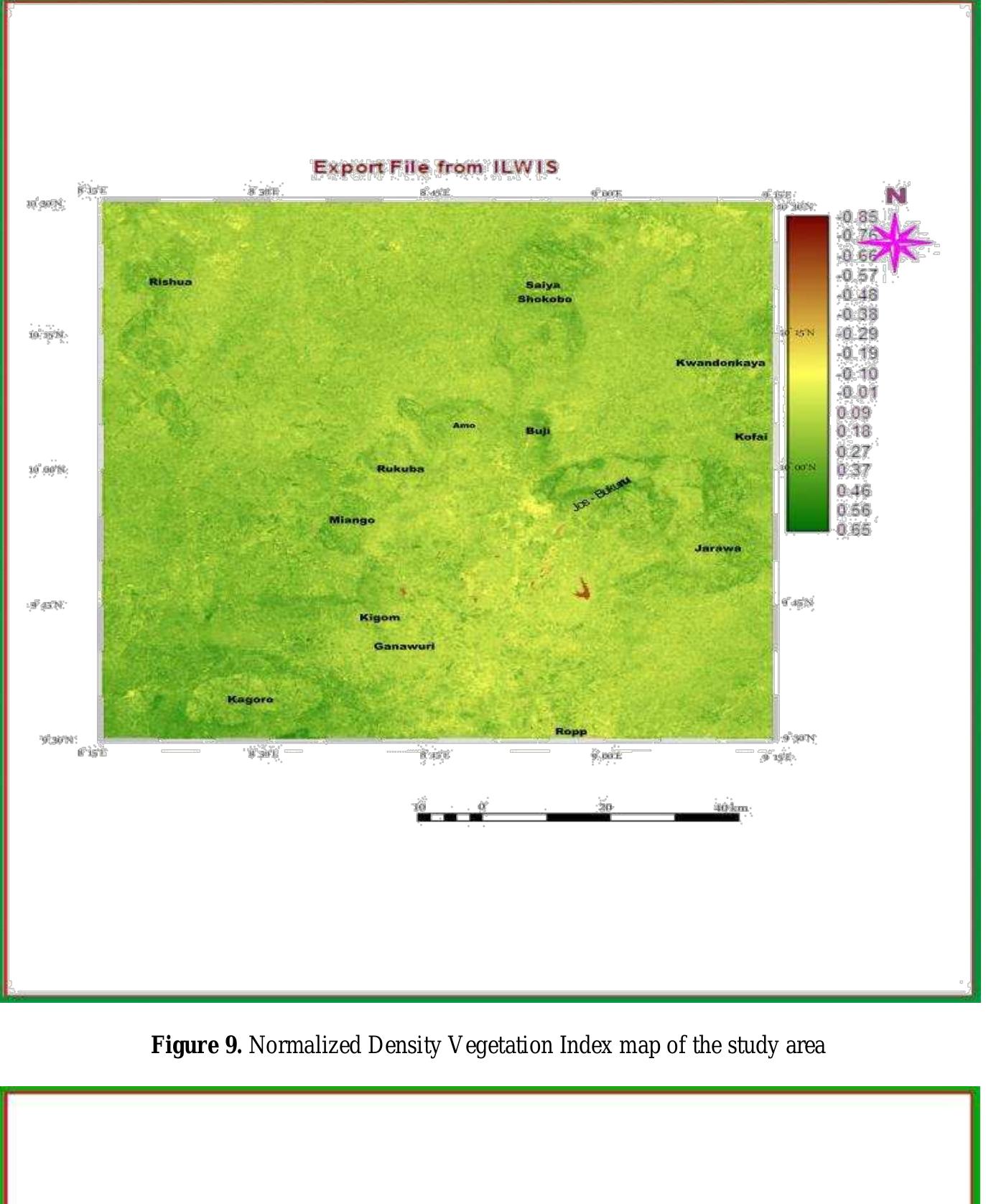 Unsupervised image classification map of the study area