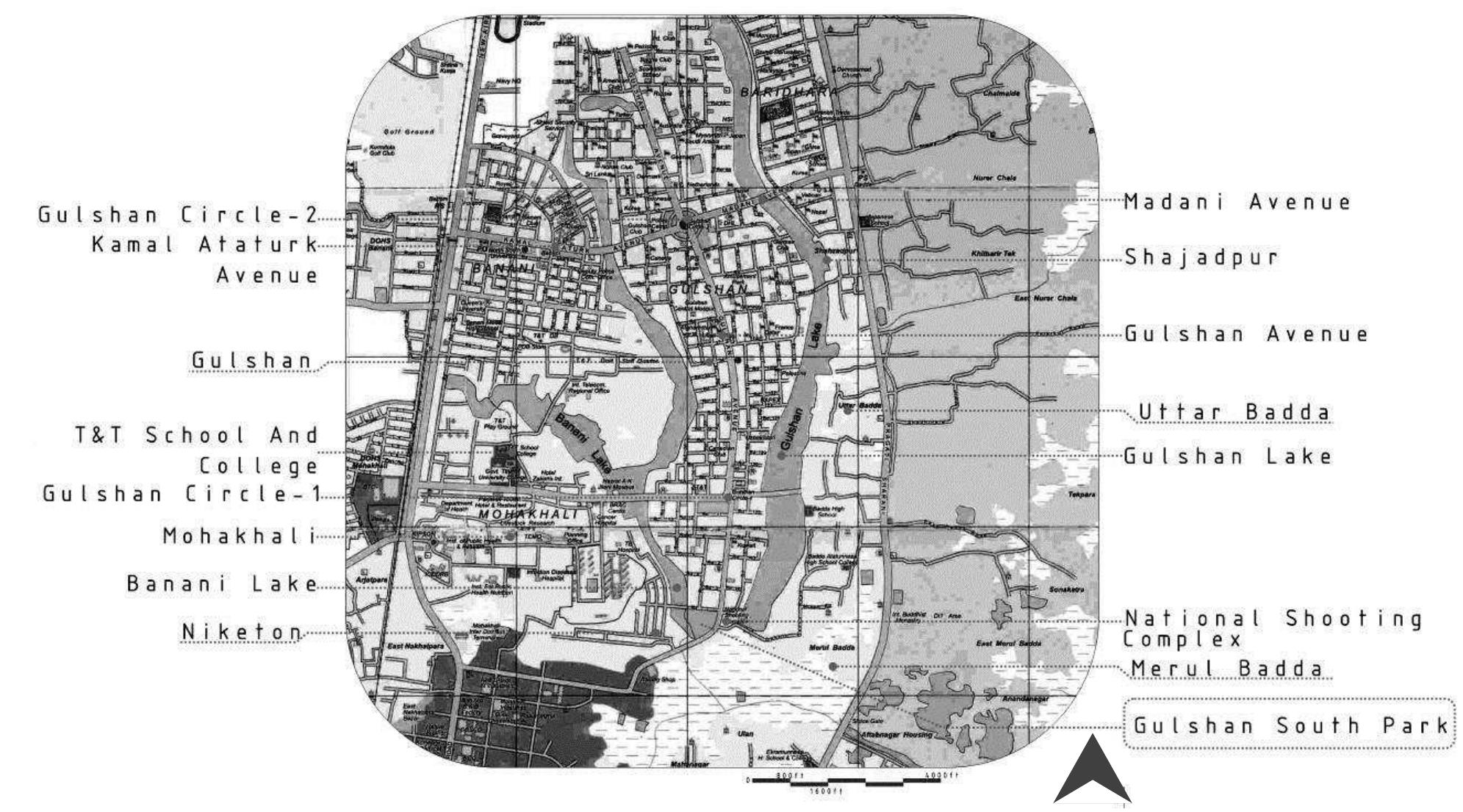 Map showing location of gulshan south park and its