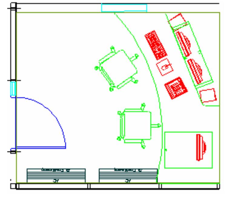 Ground plan of the editing room example 2 shows an editing