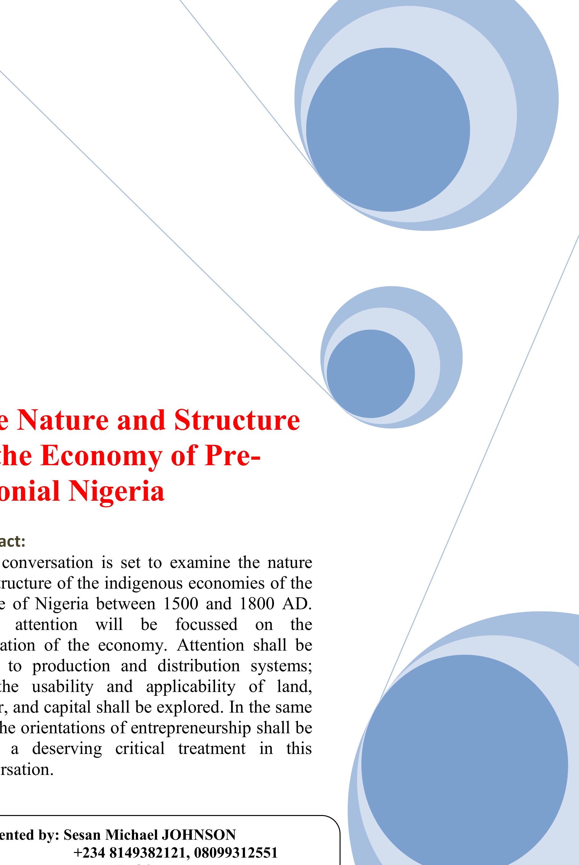 (PDF) The Nature and Structure of the Economy of Pre-colonial Nigeria