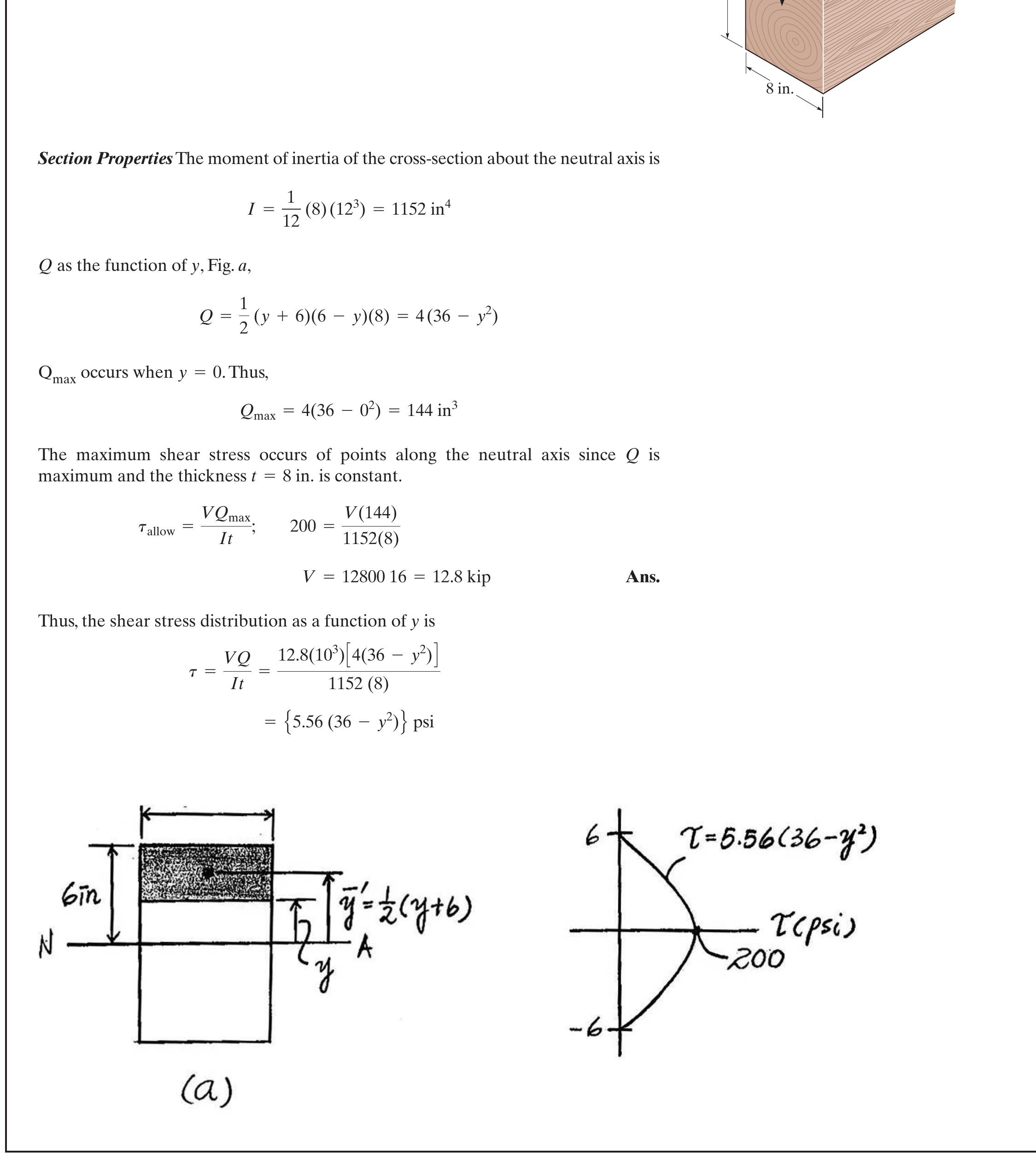 *7-12. the beam has a rectangular cross section and is made