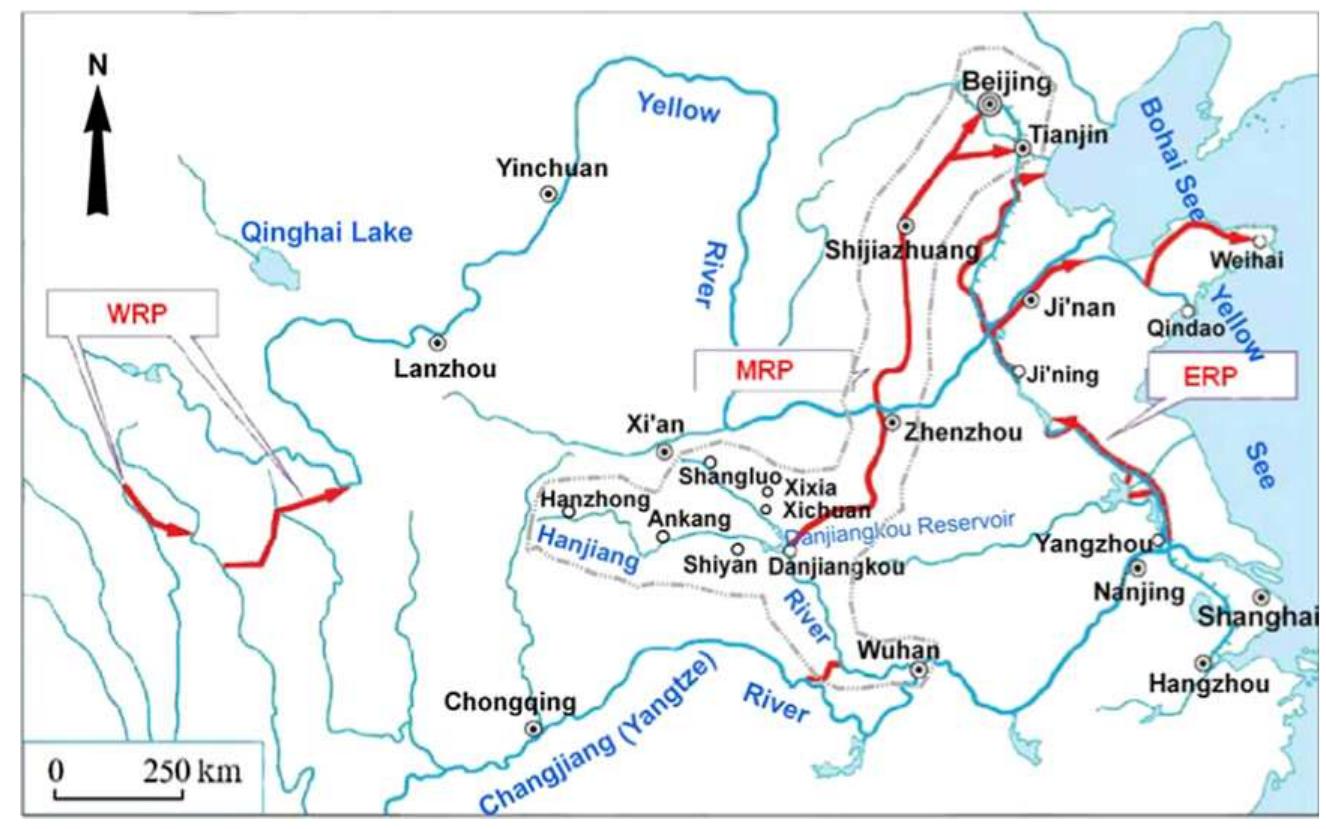 - a sketch map of the south-to-north water transfer project.