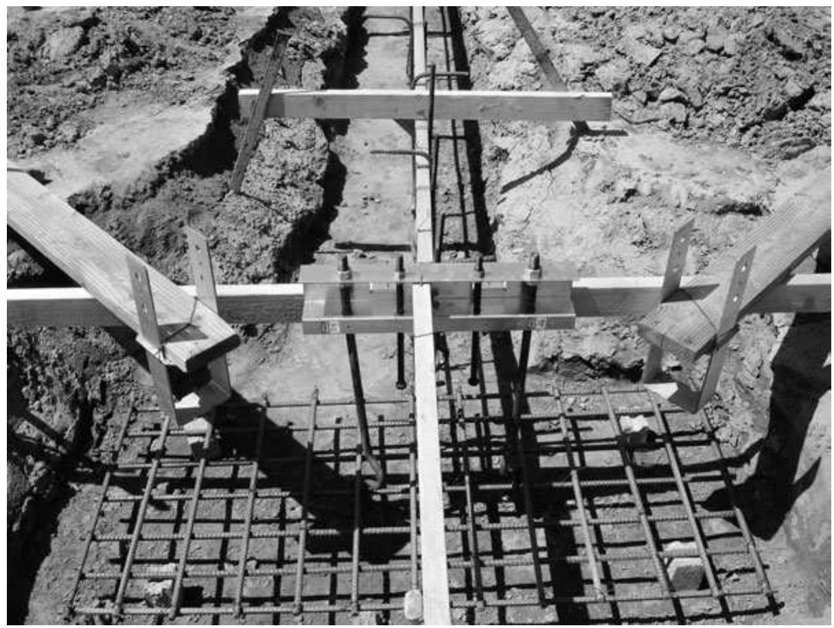 | figure 9-7 pad footing awaiting placement of concrete. a